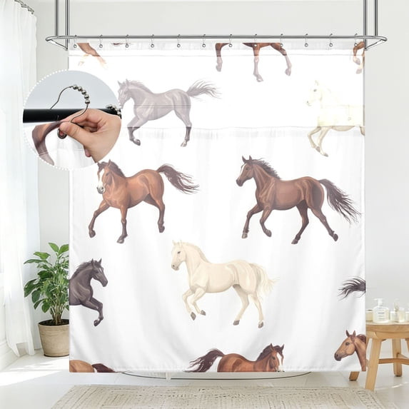BZSMCE Horse Pattern Pattern Bathroom Shower Curtain Set with Hooks ...