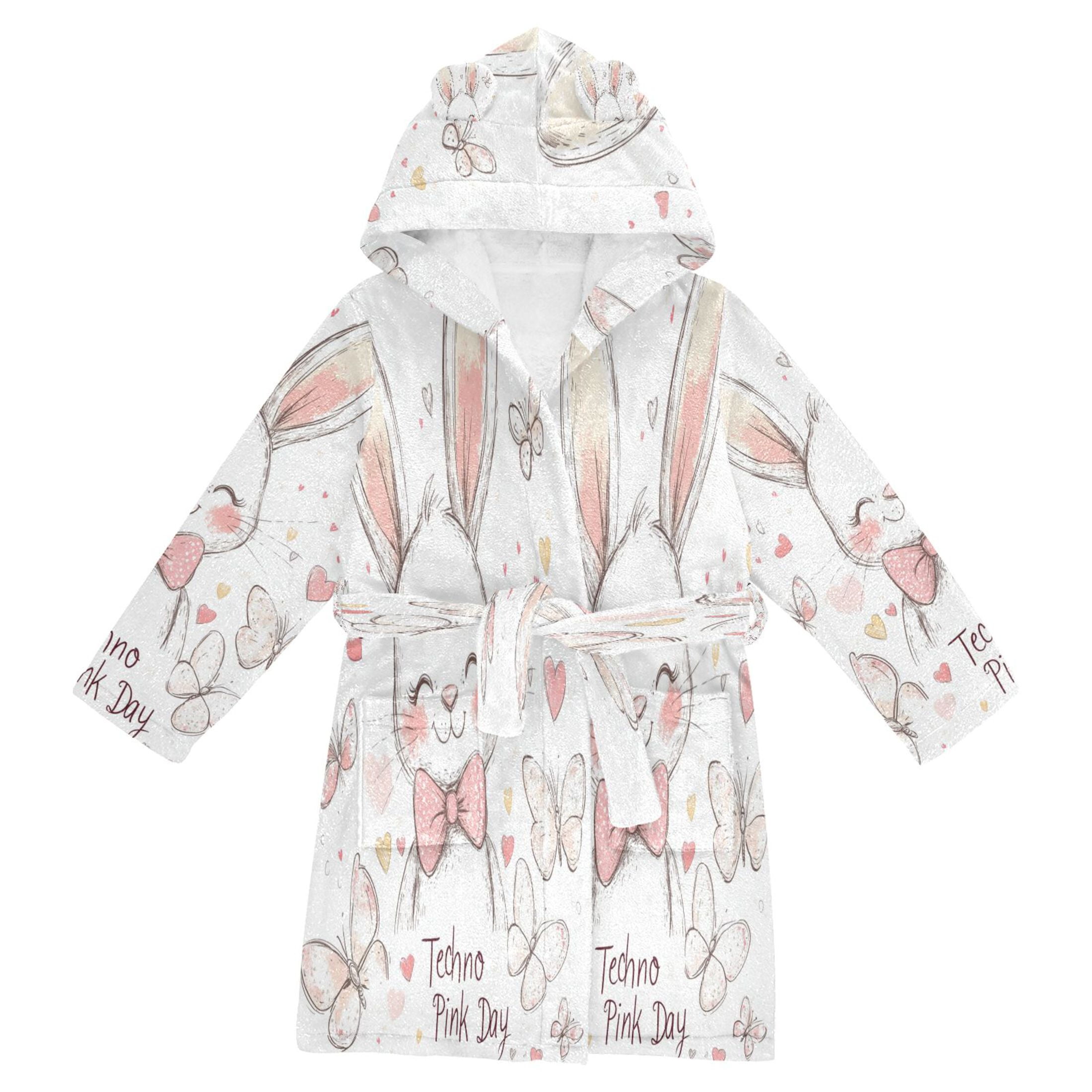 YAZAOO Kids Bathrobes Hooded Cute Cartoon Grin Pattern Creative Pattern ...