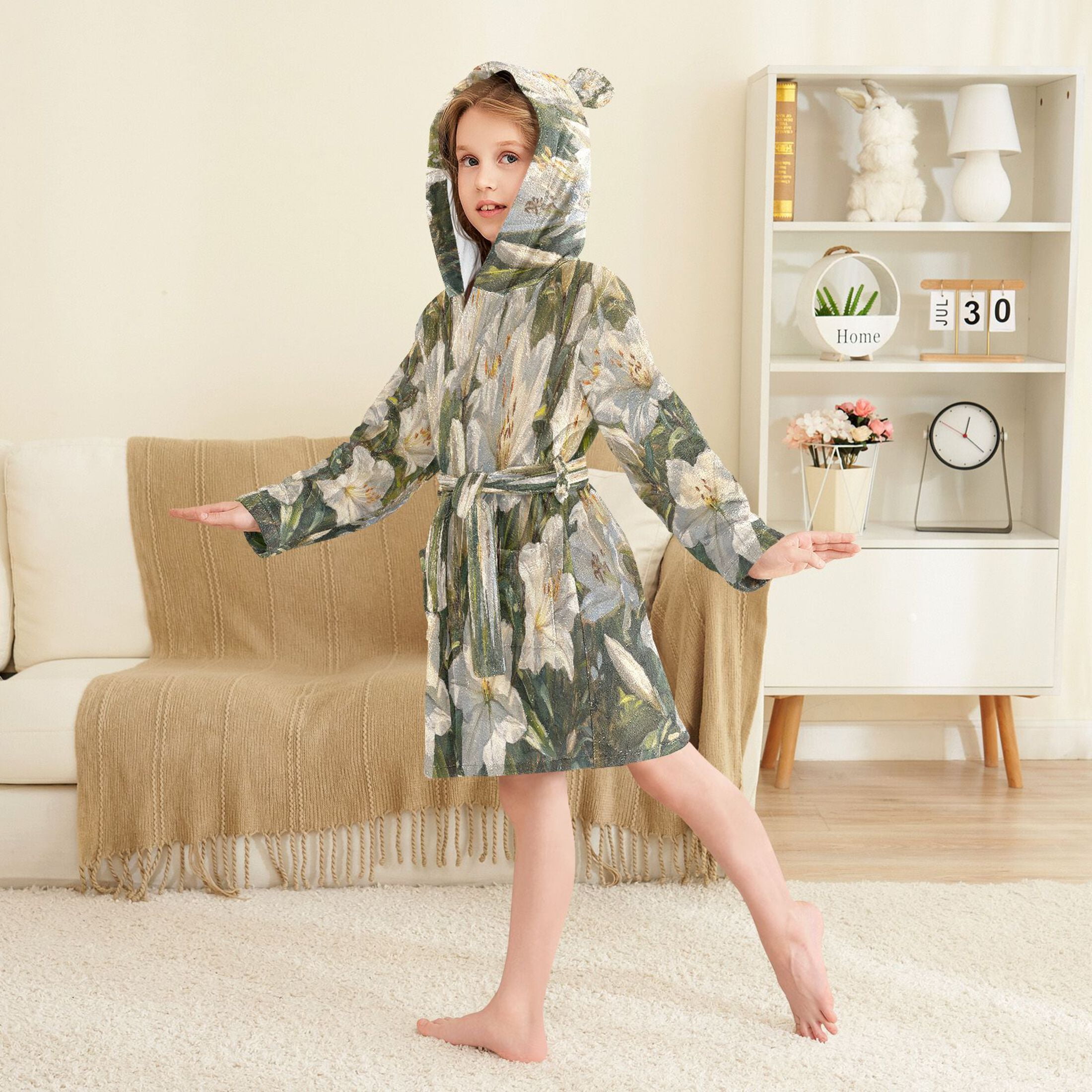 YAZAOO Kids Bathrobes Hooded Cute Flowers Blooming Creative Pattern ...