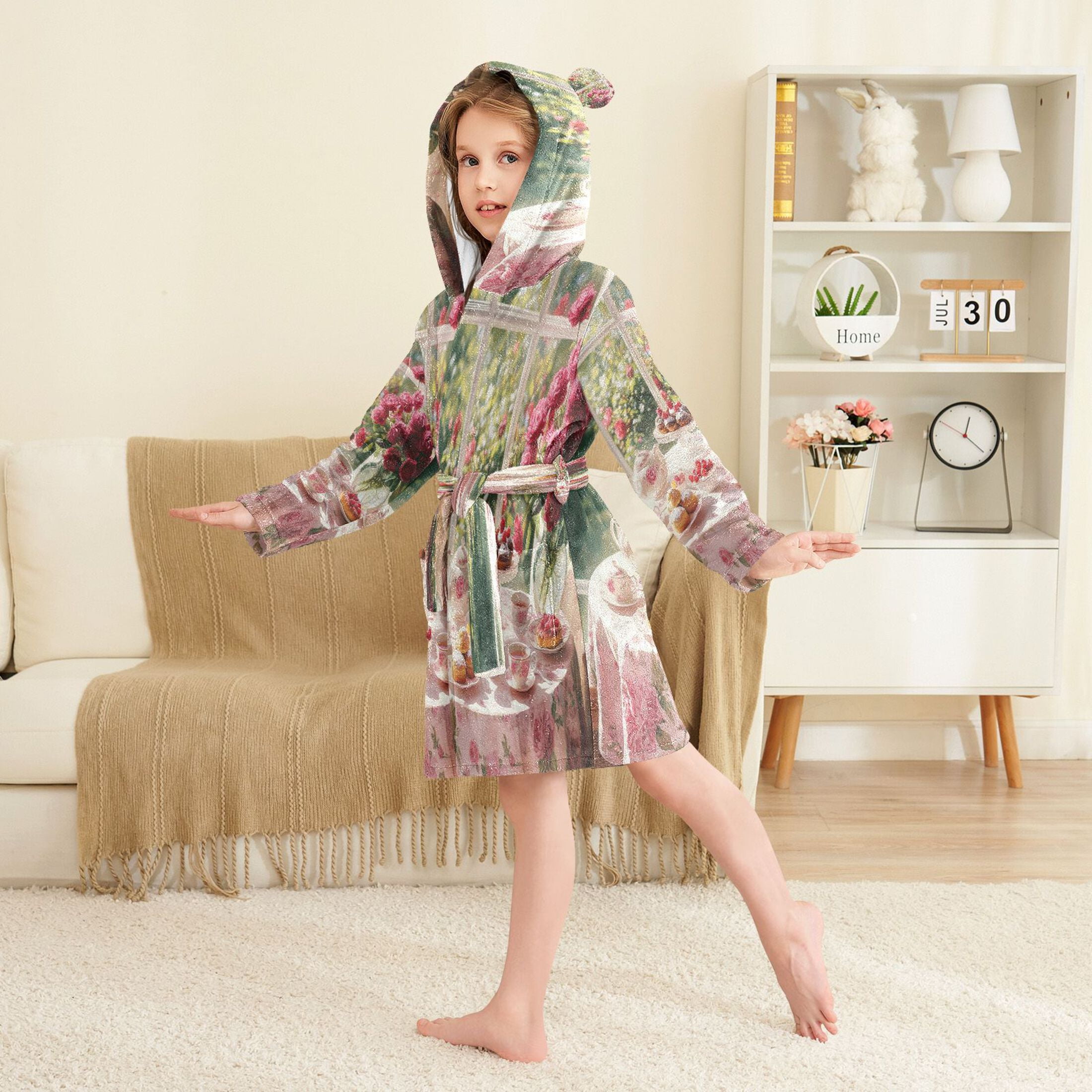 YAZAOO Kids Bathrobes Hooded Cute Tea Set with Cakes Roses Creative ...