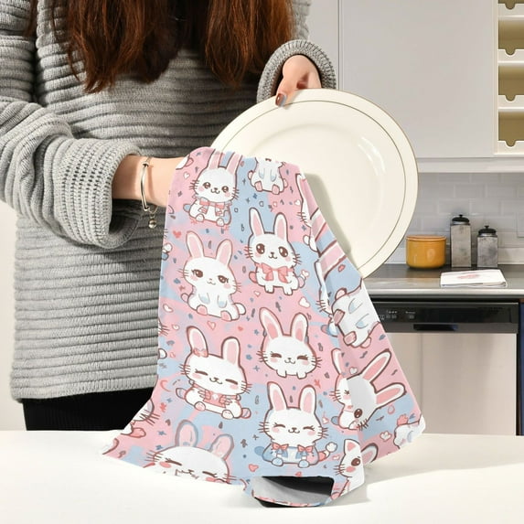 BZSMCE Kitchen Towels Creative Bunny Bunch Pastel Parade Pattern ...
