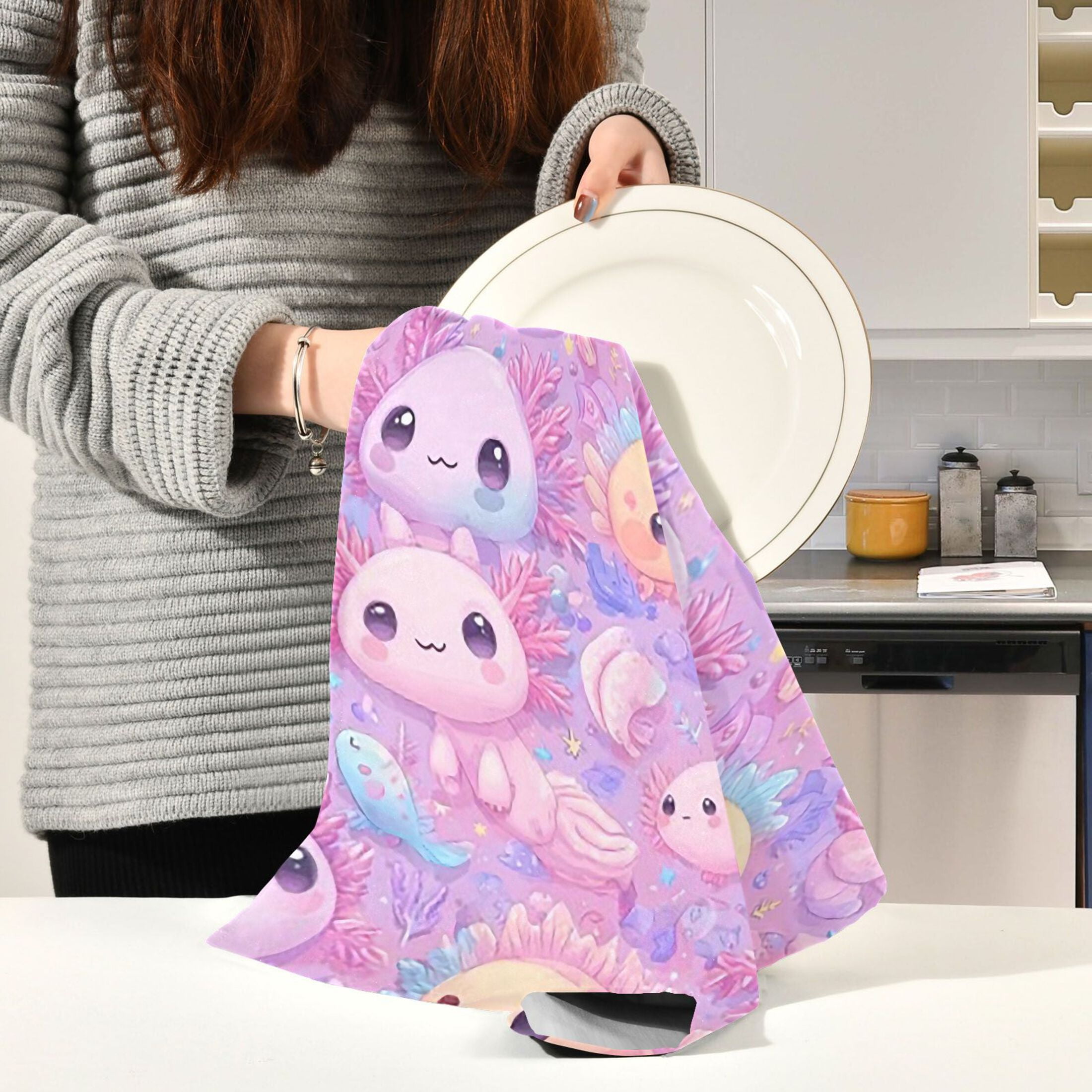 BZSMCE Kitchen Towels Creative Colored Cute Fish Pattern Durable ...