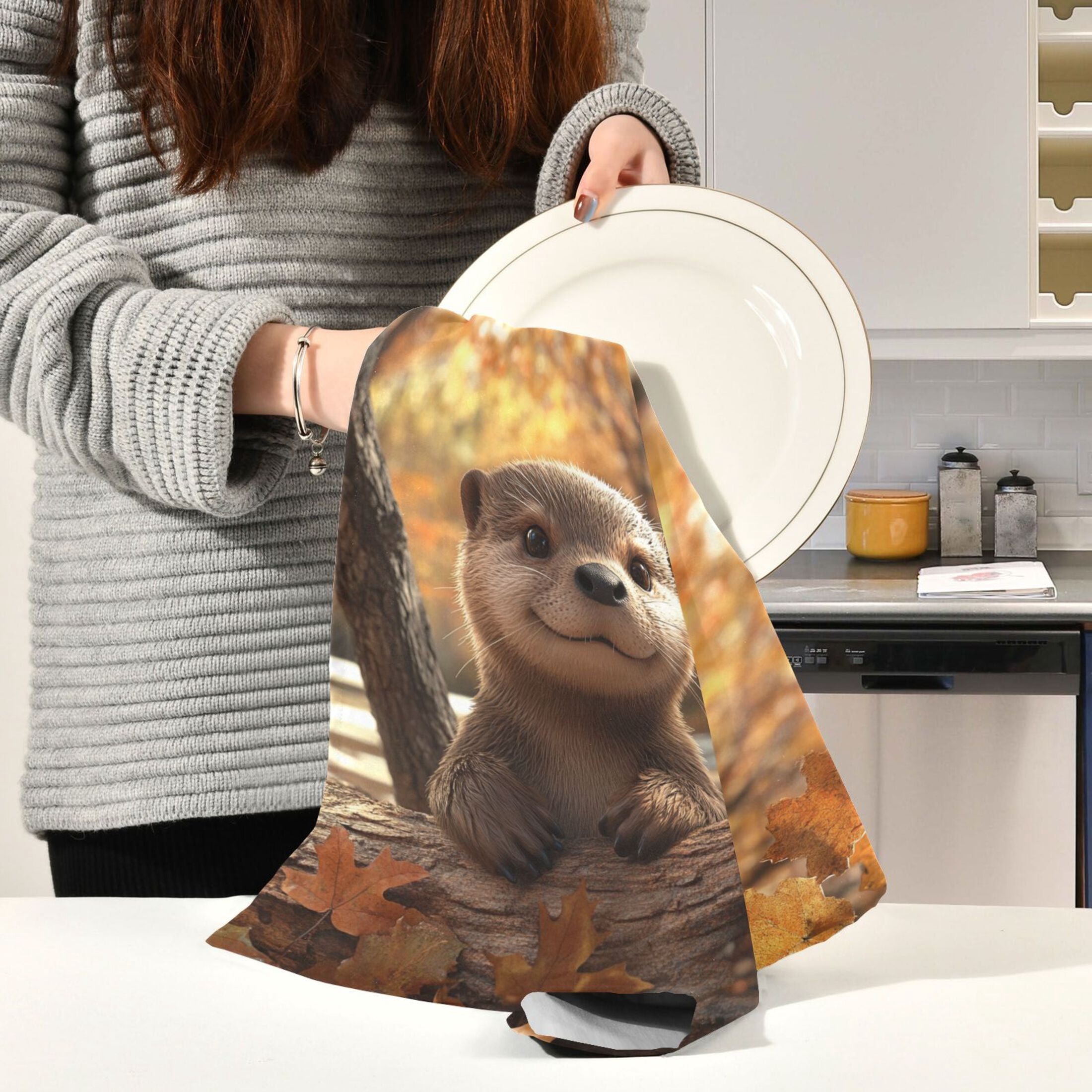 BZSMCE Kitchen Towels Creative Cute Wilderness Explorer Pattern Durable ...