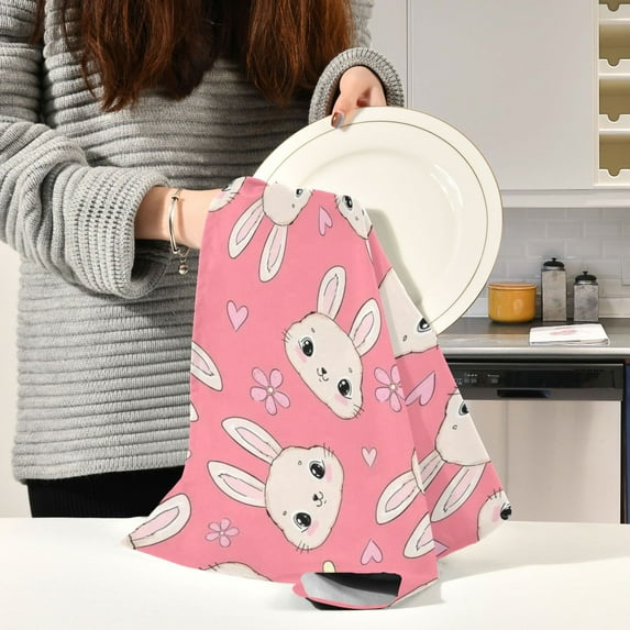 BZSMCE Kitchen Towels Creative Kawaii Bunny Pink Paradise Pattern ...