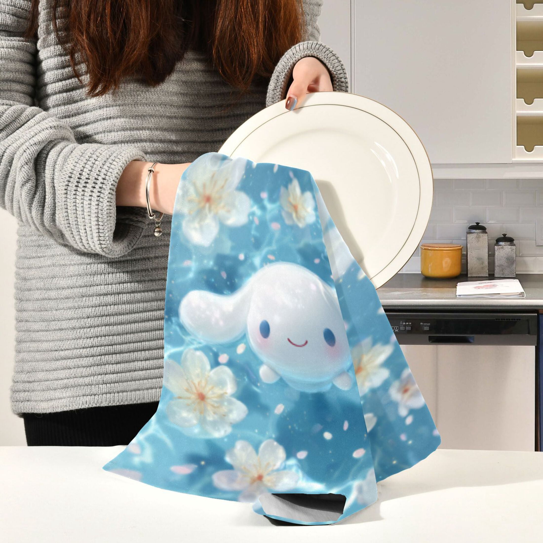 BZSMCE Kitchen Towels Creative Sunlit Floral Pool Companion Pattern ...