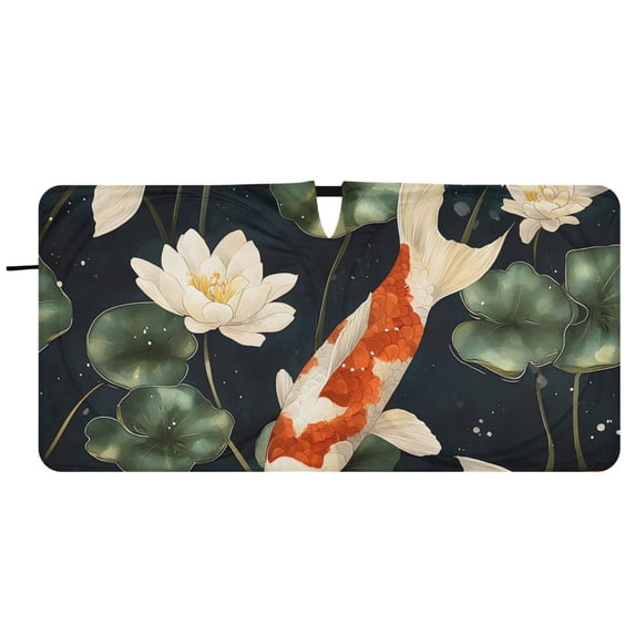 BZSMCE Koi Lotus Pattern Shade Foldable UV Protection for Car SUV Truck ...