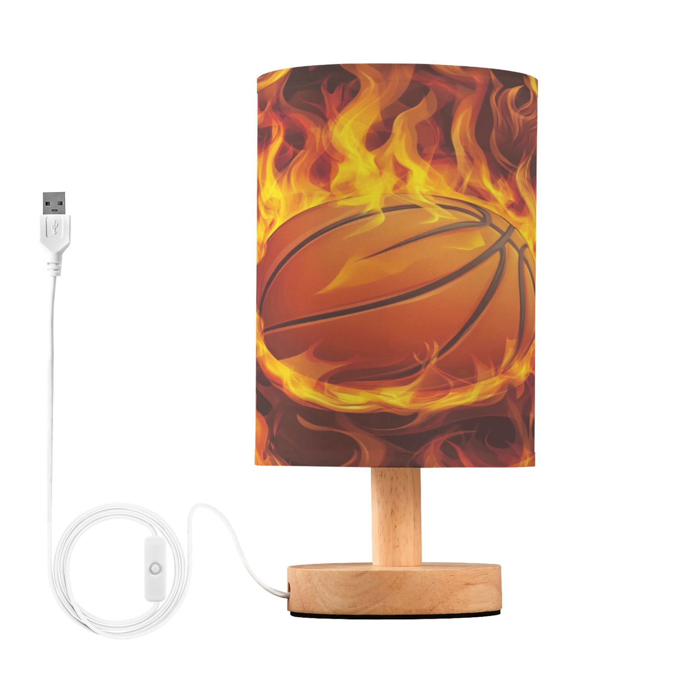 BZSMCE Lamp Modern Basketball with Flames Creative Patter Night Light ...