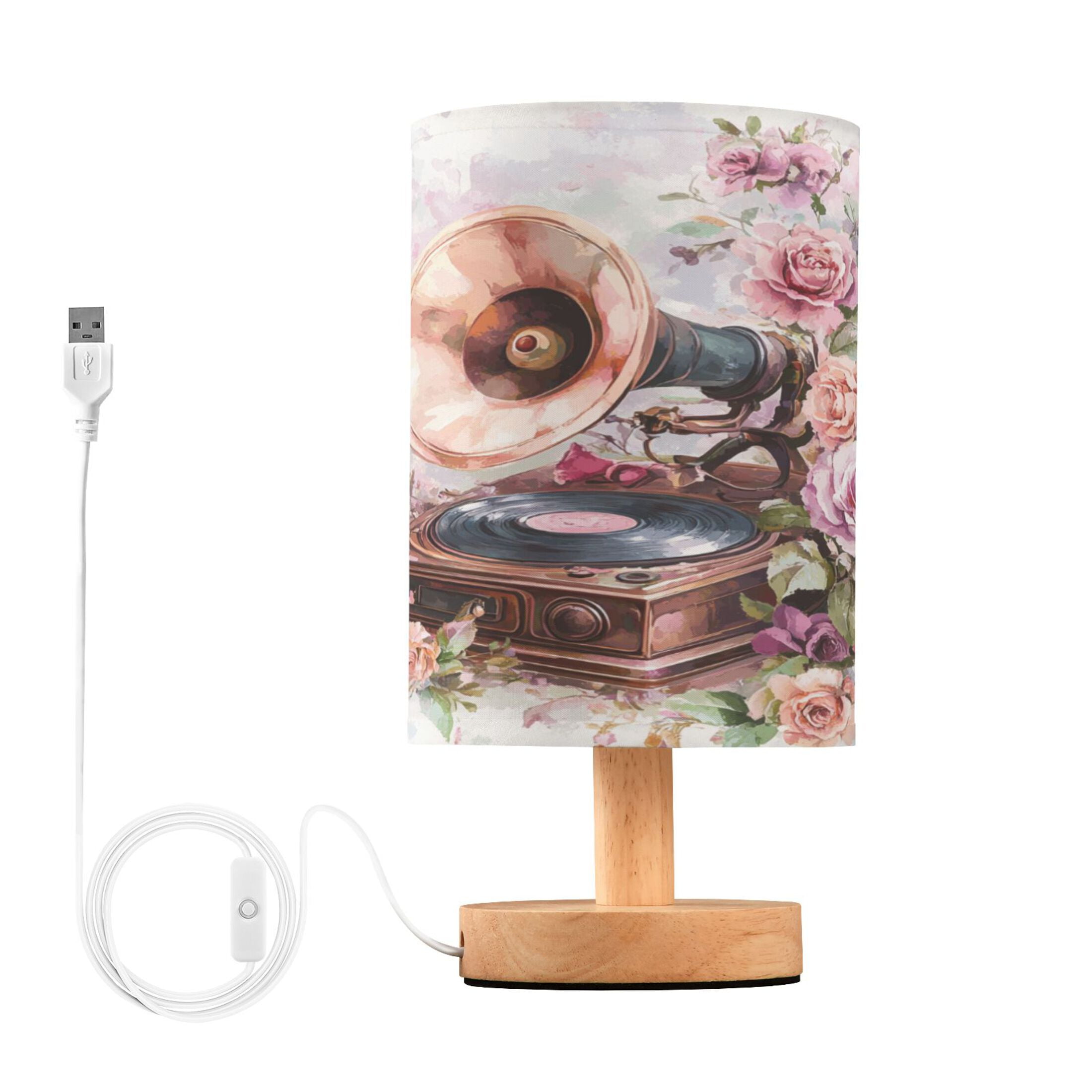 BZSMCE Lamp Modern Gramophone with Floral Design Creative Patter Night ...