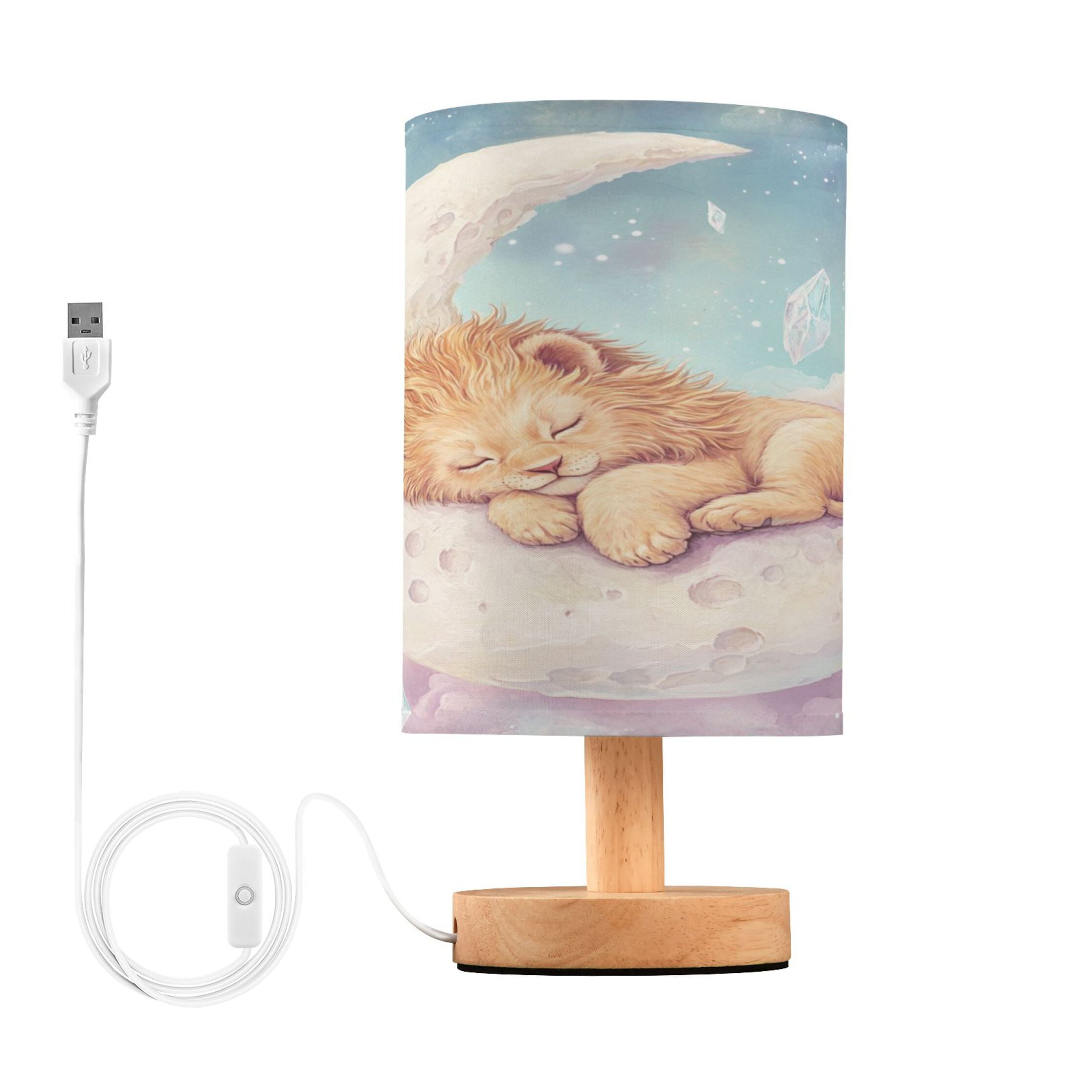 BZSMCE Lamp Modern Lion Cub Sleeping on Moon Creative Patter Night ...