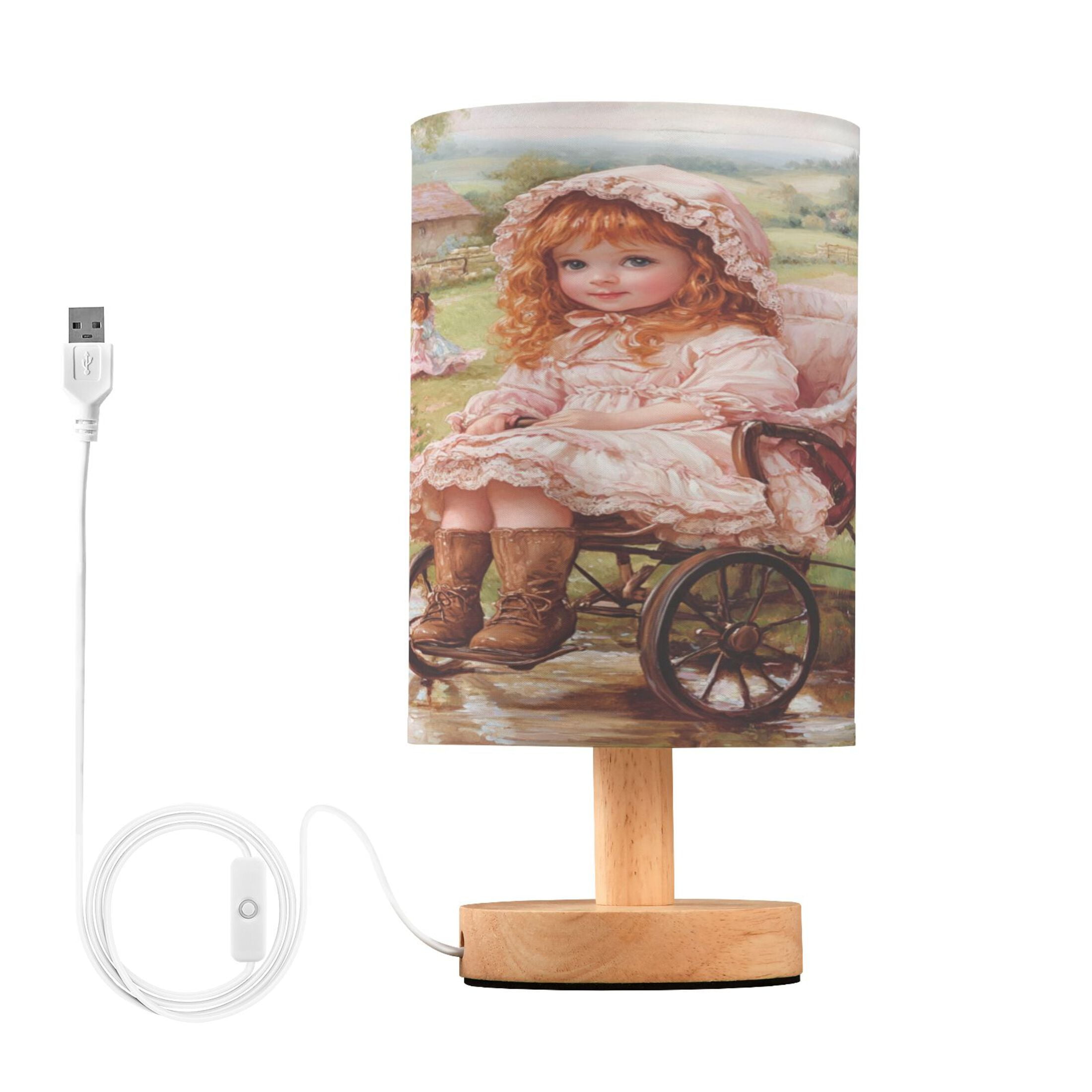 BZSMCE Lamp Modern Little Girl in Vintage Pram Creative Patter Night ...