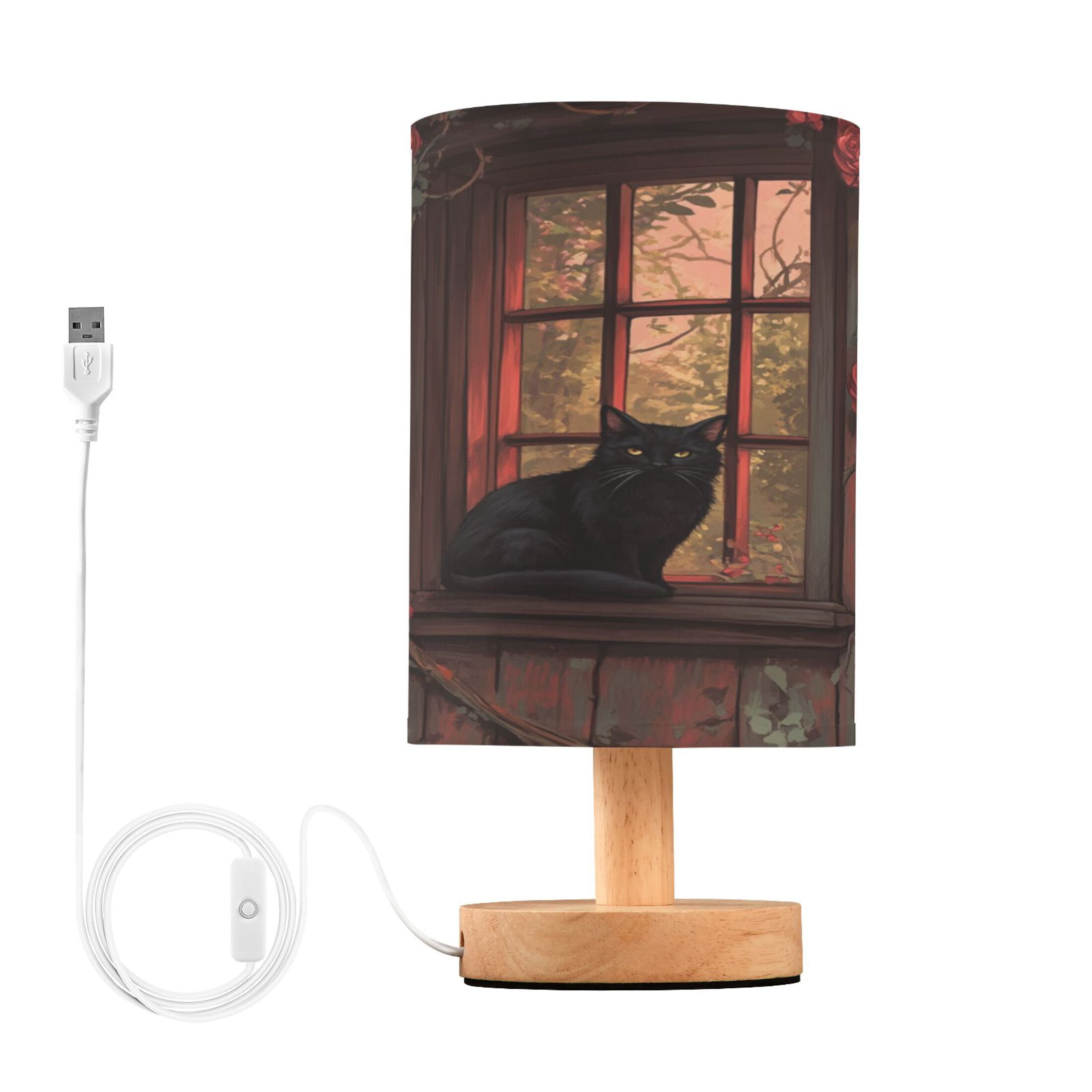 BZSMCE Lamp Modern Lonely Black Cat Pattern Creative Patter Night Light ...