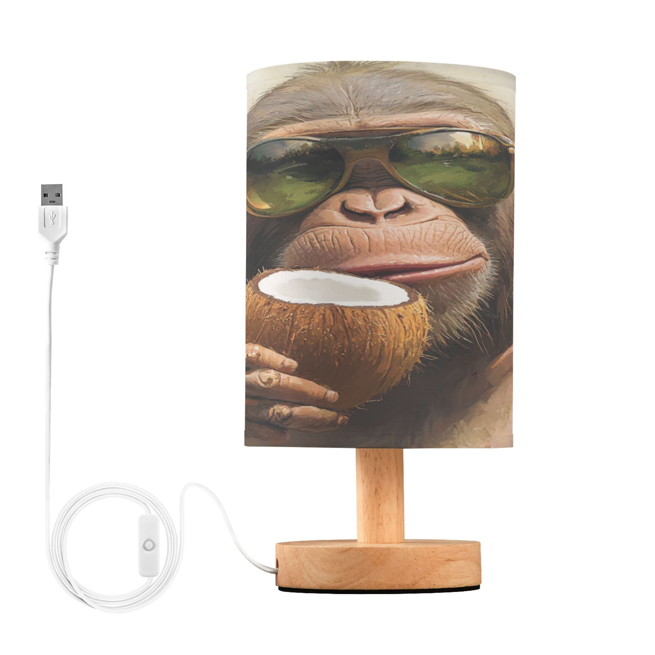 BZSMCE Lamp Modern Monkey Drinking Coconut Creative Patter Night Light ...
