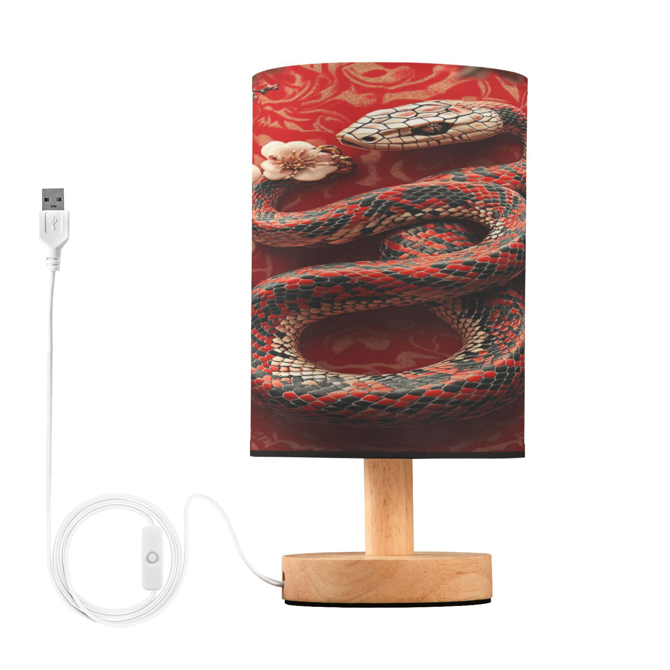 BZSMCE Lamp Modern Red Snake with Flowers Creative Patter Night Light ...