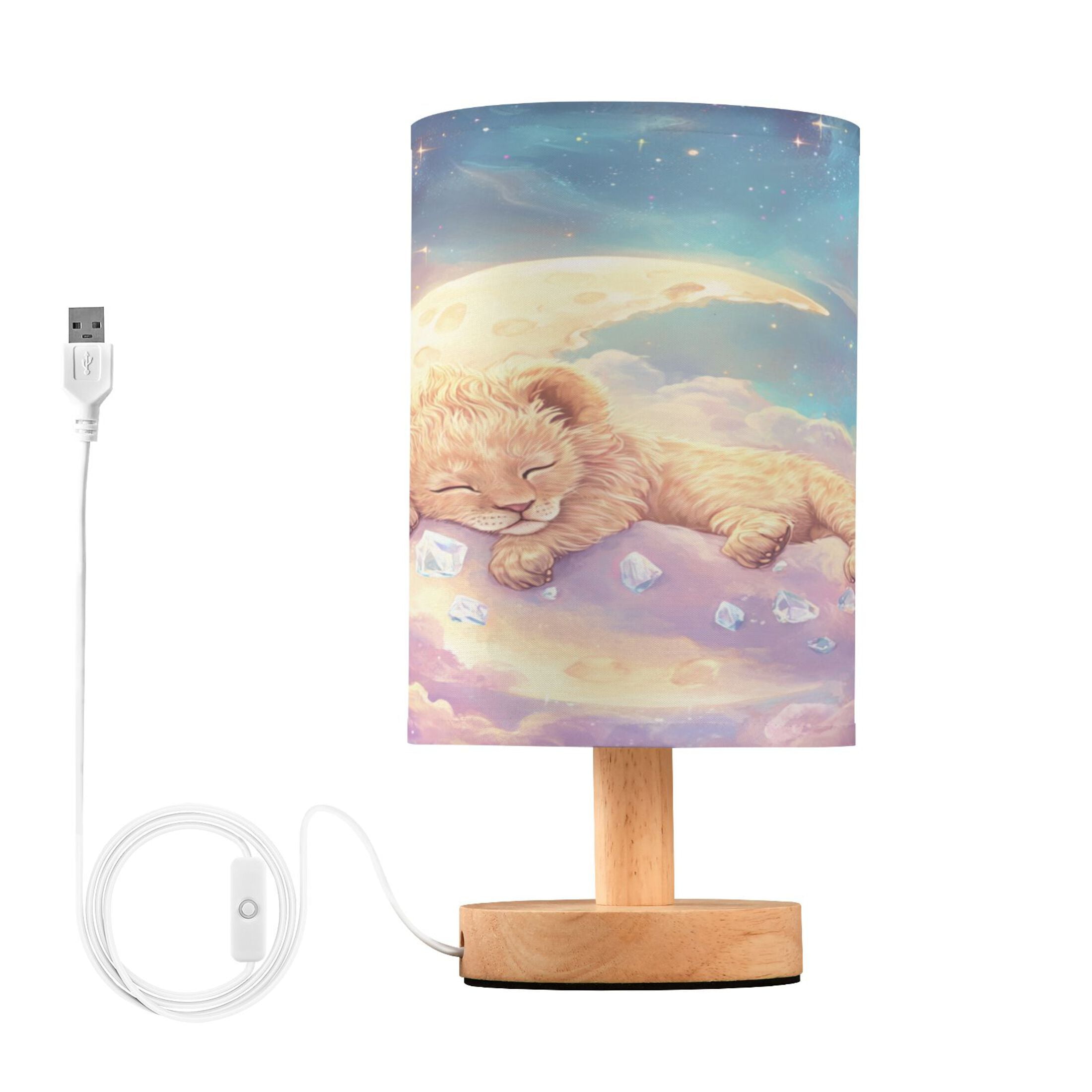 BZSMCE Lamp Modern Sleeping Lion Cub on Moon Creative Patter Night ...
