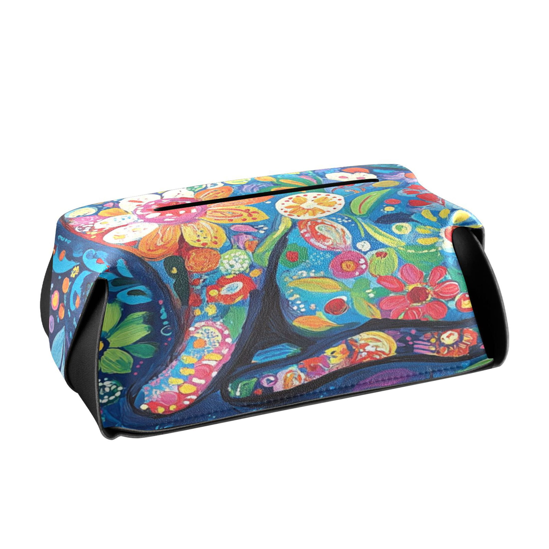 BZSMCE Leatehr Tissue Holders Cute Blooming Cat Delight Pattern Tissue ...