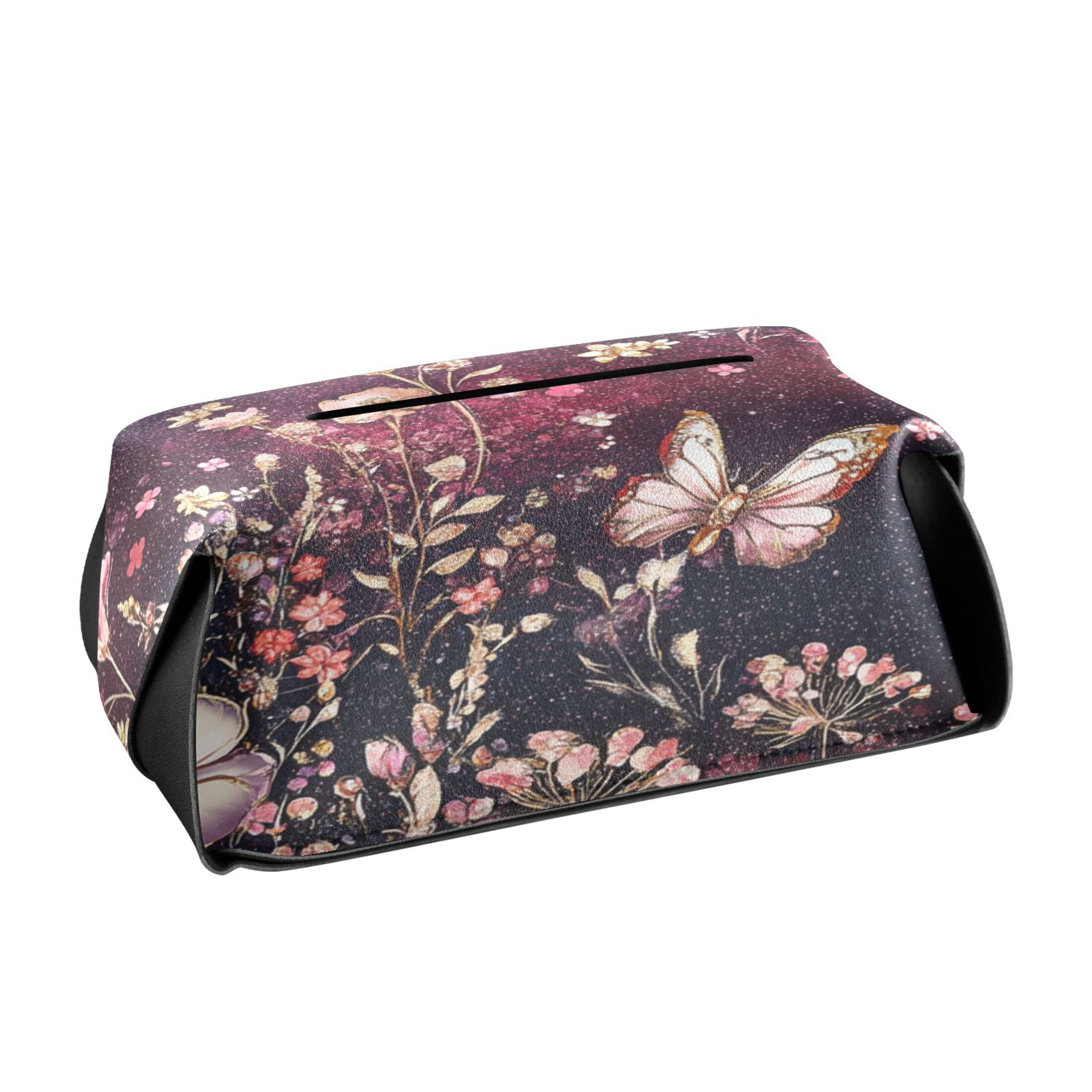 BZSMCE Leatehr Tissue Holders Cute Butterflies and Blossoms on Starry ...