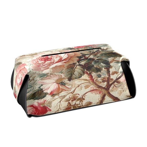 BZSMCE Leatehr Tissue Holders Cute Classic Rose Garden Fabric Pattern ...