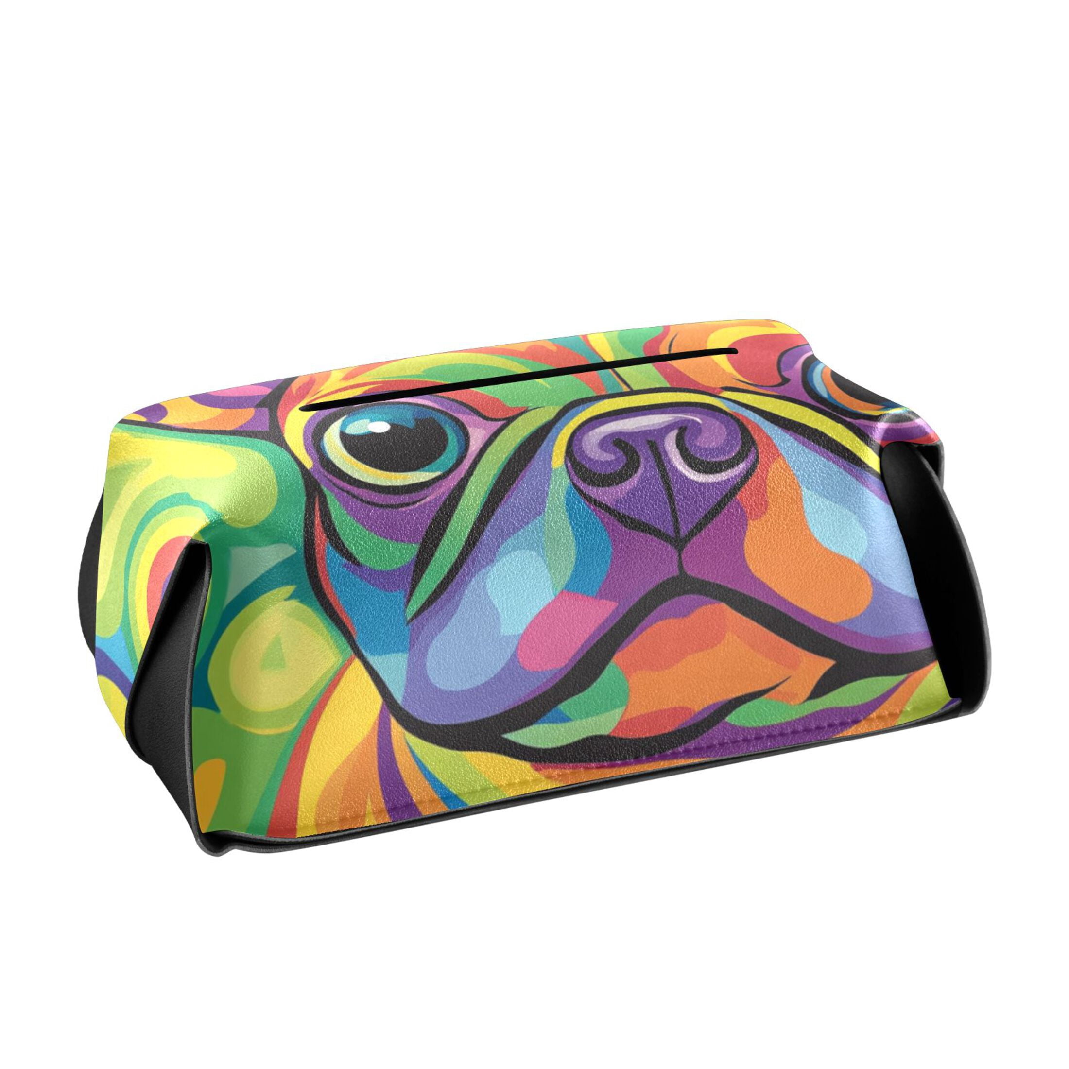 BZSMCE Leatehr Tissue Holders Cute Colorful Dog Illustration Pattern ...