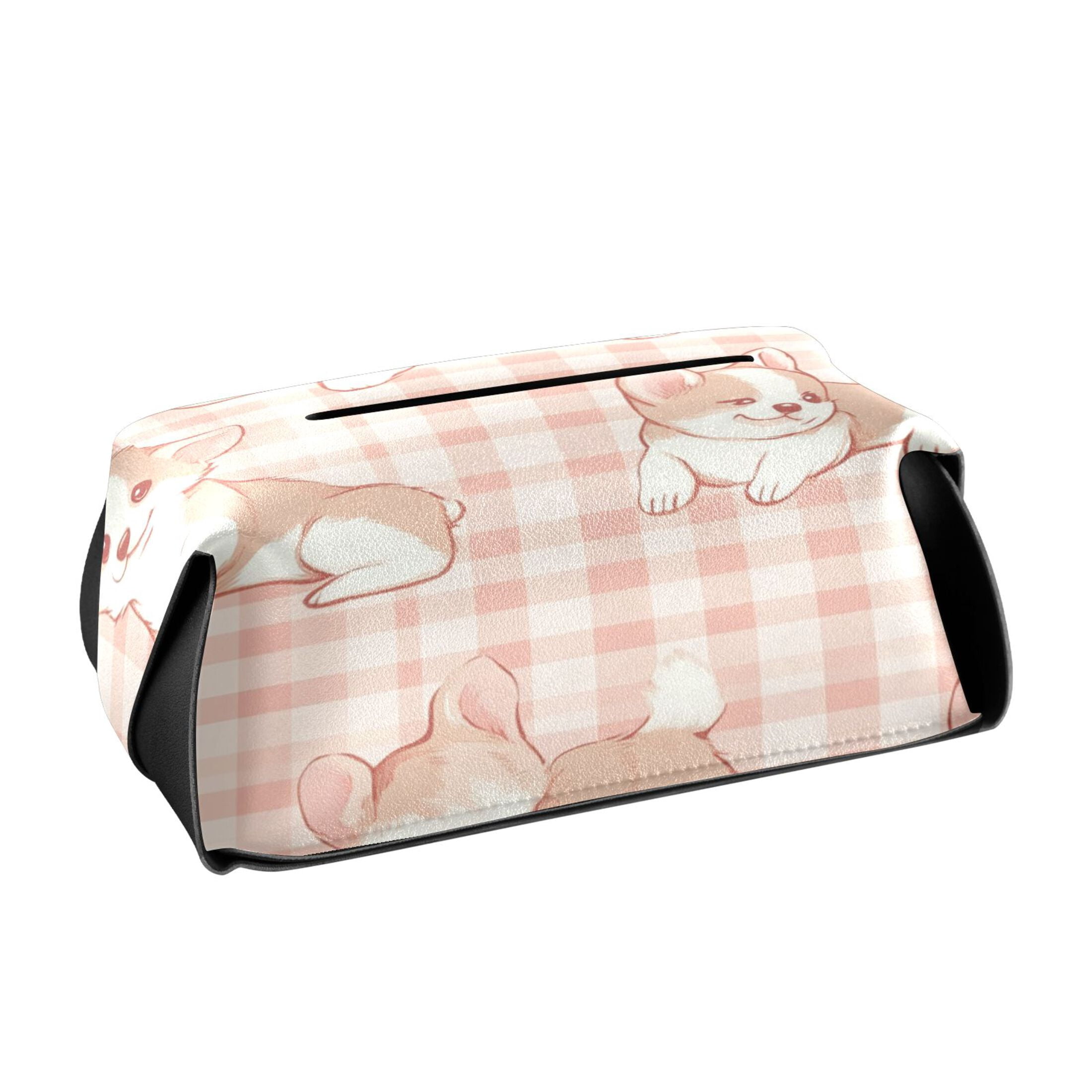 BZSMCE Leatehr Tissue Holders Cute Corgis Cuddle Fest Pattern Tissue ...