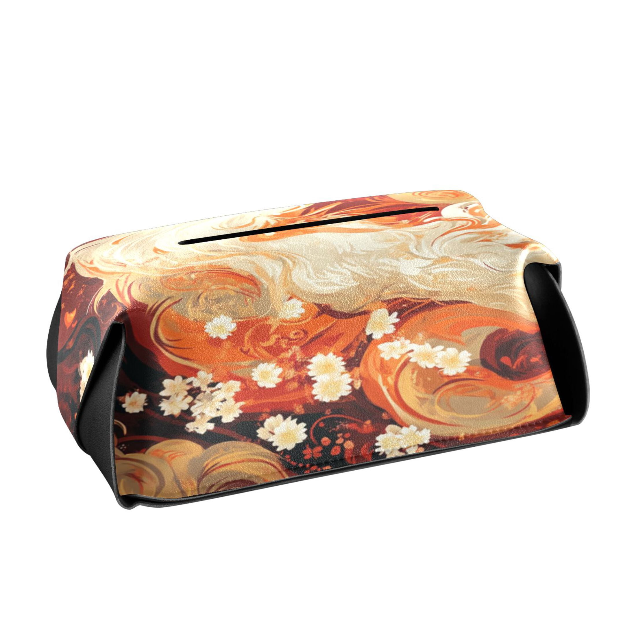 BZSMCE Leatehr Tissue Holders Cute Dance Of Flames Pattern Tissue box ...