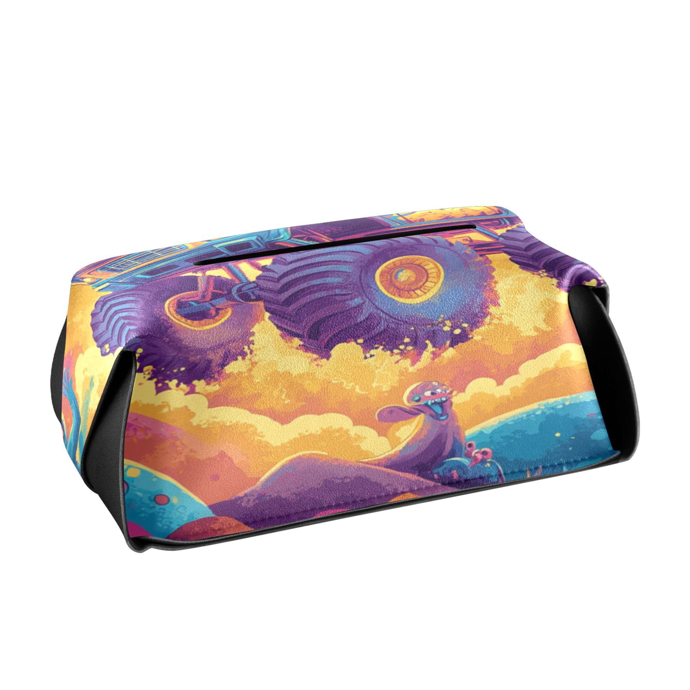 BZSMCE Leatehr Tissue Holders Cute Galactic Monster Adventure Pattern ...