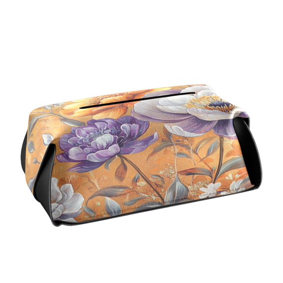 BZSMCE Leatehr Tissue Holders Cute Golden Blossom Garden Pattern Tissue ...
