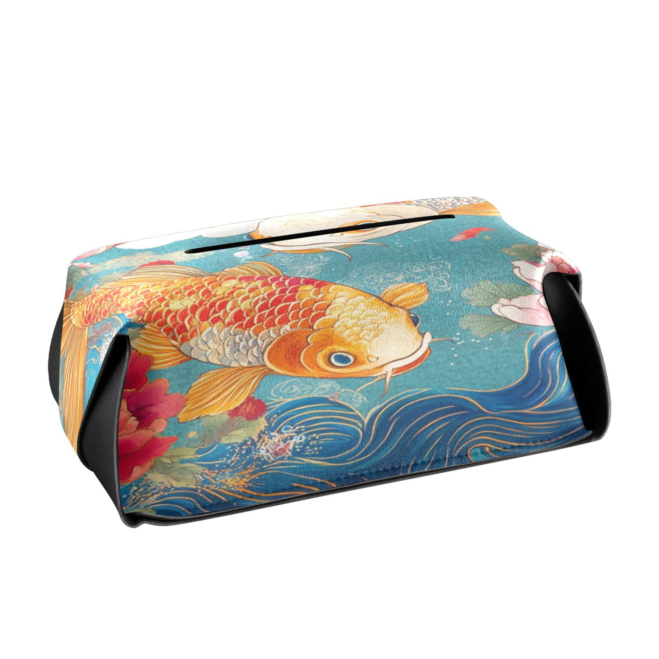BZSMCE Leatehr Tissue Holders Cute Koi Dance Pattern Tissue box ...