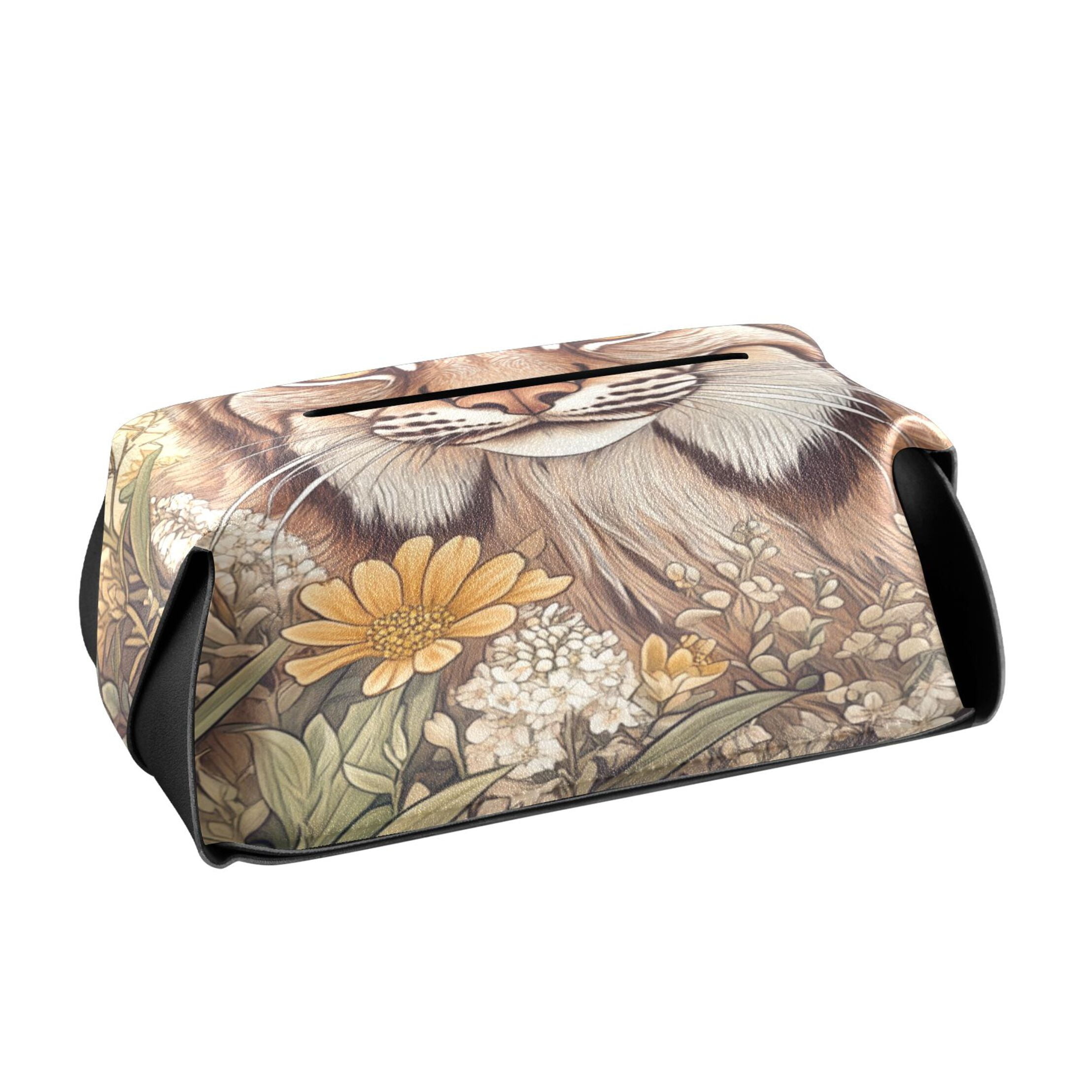 BZSMCE Leatehr Tissue Holders Cute Lynx Majesty Pattern Tissue box ...