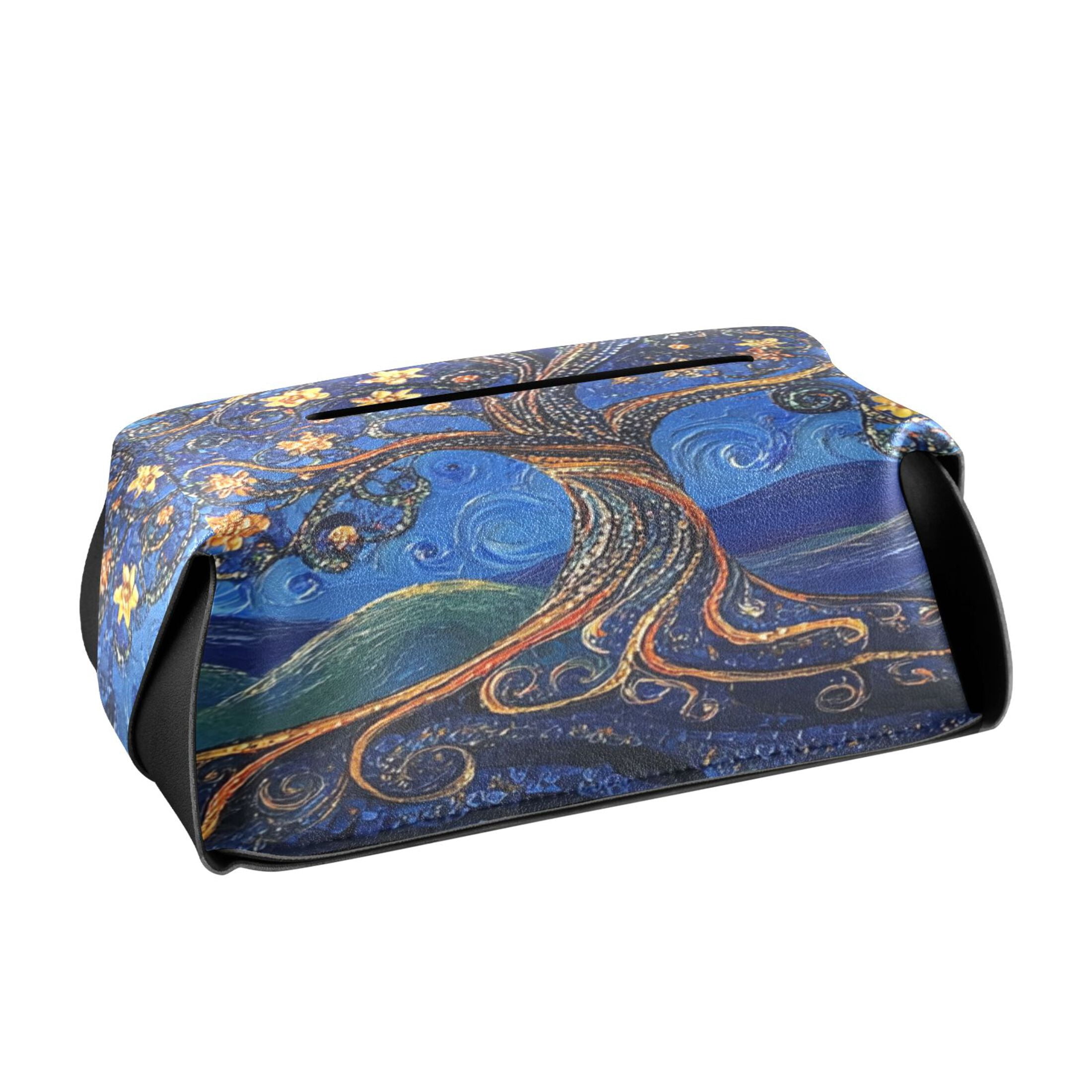 BZSMCE Leatehr Tissue Holders Cute Moonlit Blossoms Pattern Tissue box ...