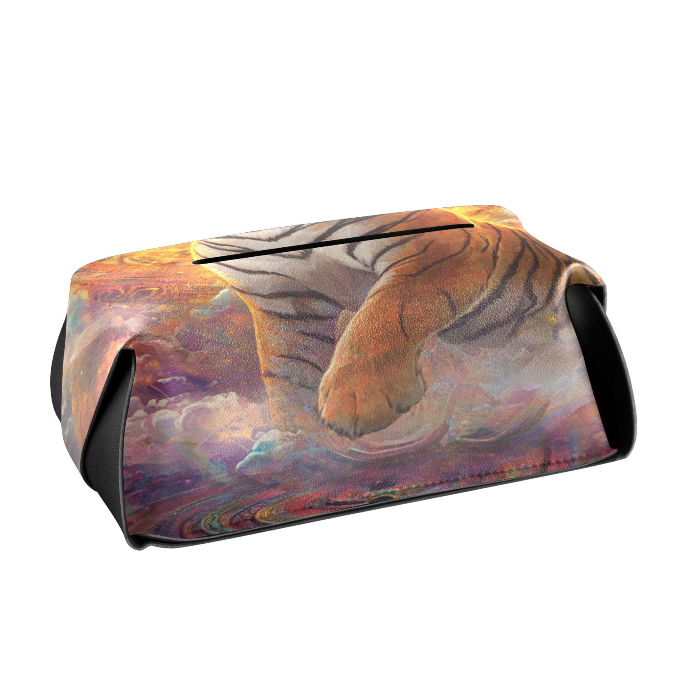 BZSMCE Leatehr Tissue Holders Cute Powerful Tiger Roaring Pattern ...