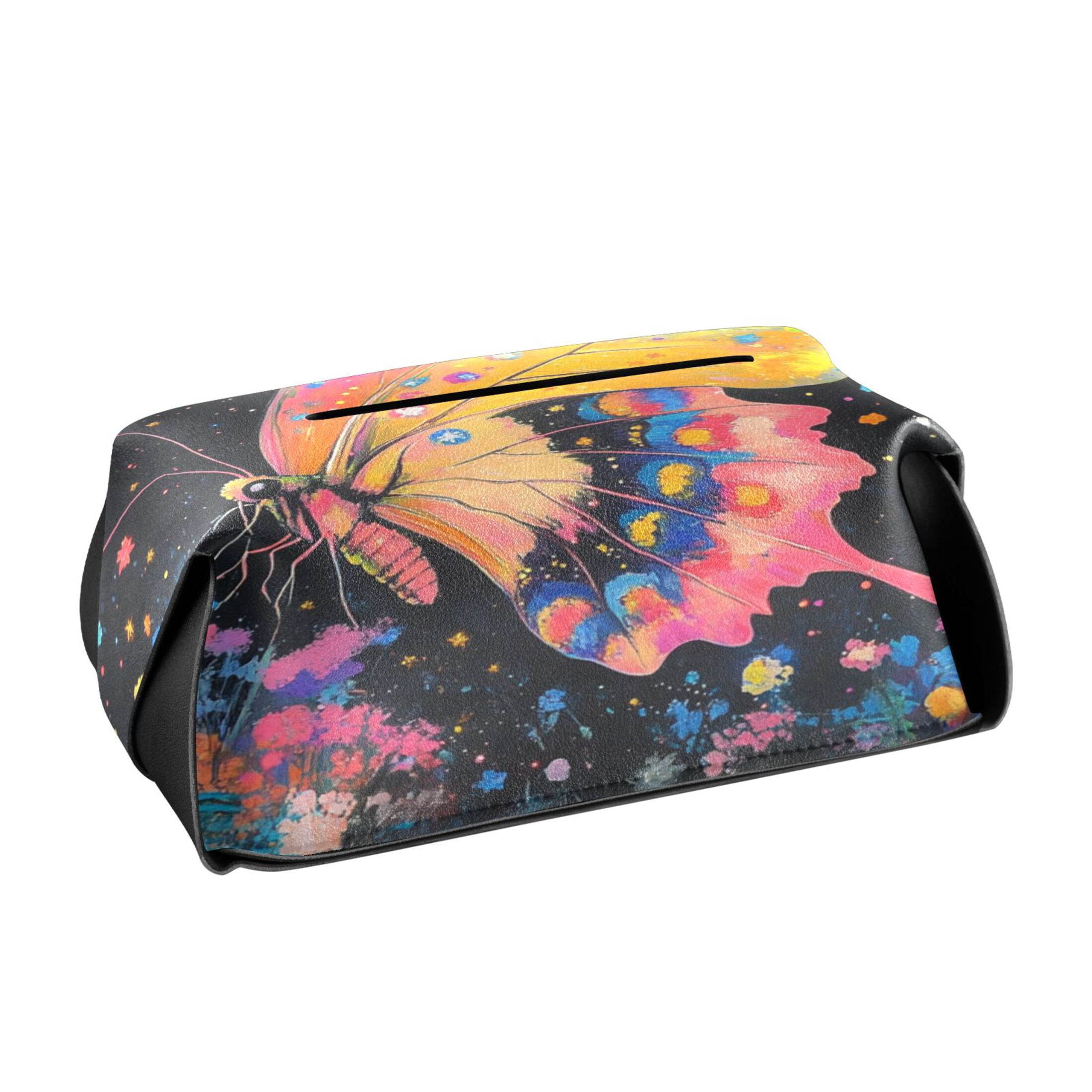 BZSMCE Leatehr Tissue Holders Cute Rainbow Butterfly Dance Pattern ...
