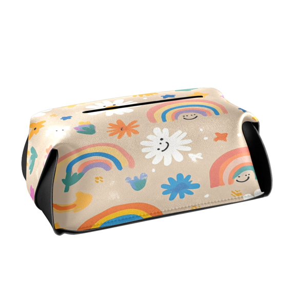 BZSMCE Leatehr Tissue Holders Cute Rainbow Dream Pattern Tissue box ...