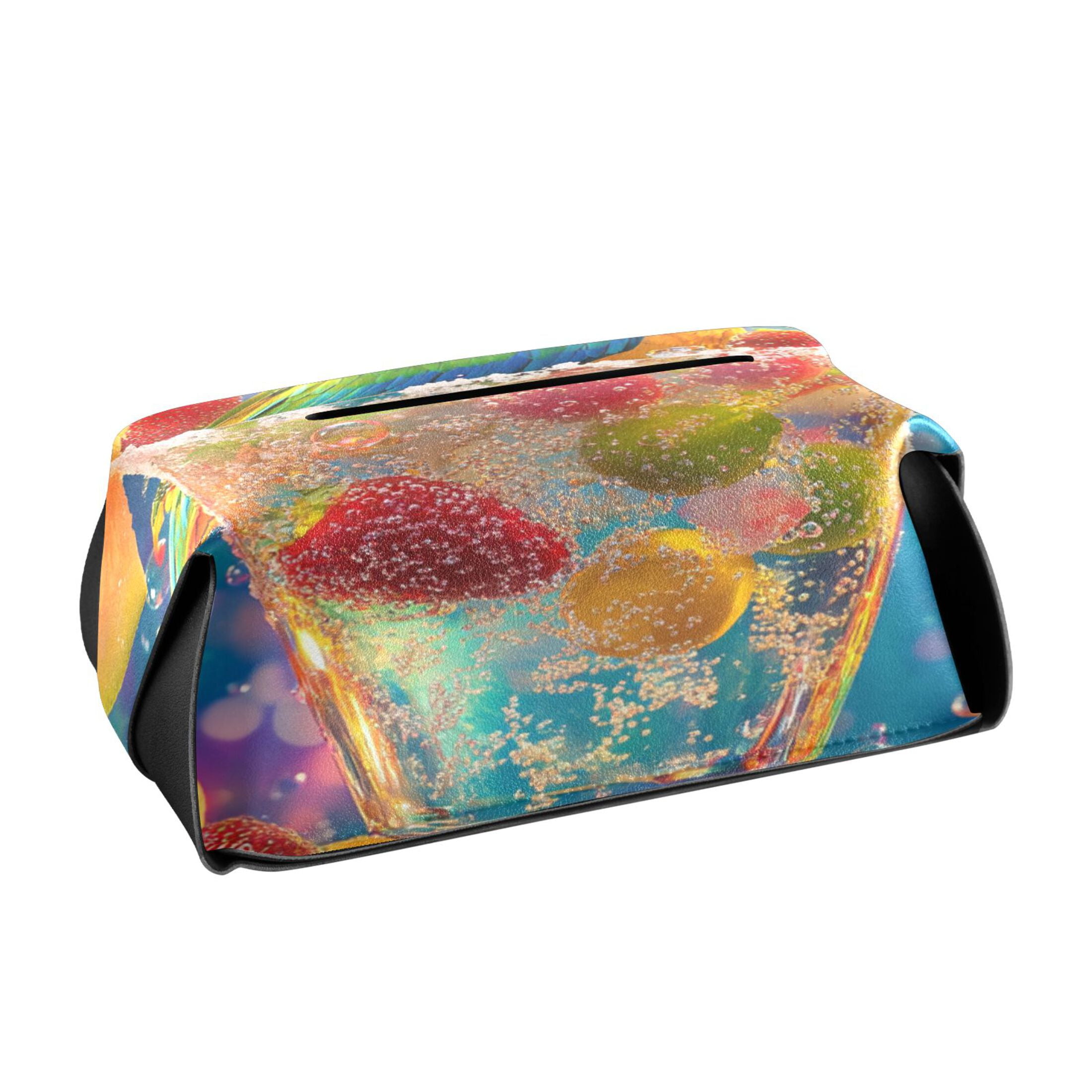 BZSMCE Leatehr Tissue Holders Cute Sparkling Summer Sips Pattern Tissue ...