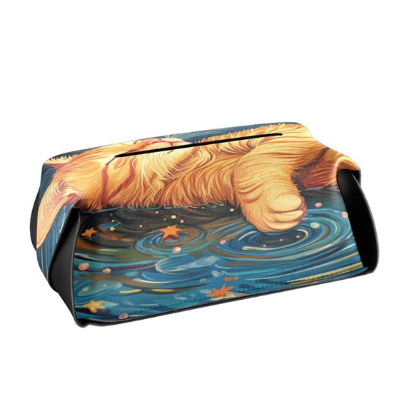 BZSMCE Leatehr Tissue Holders Cute Starlit Cat Oasis Pattern Tissue box ...