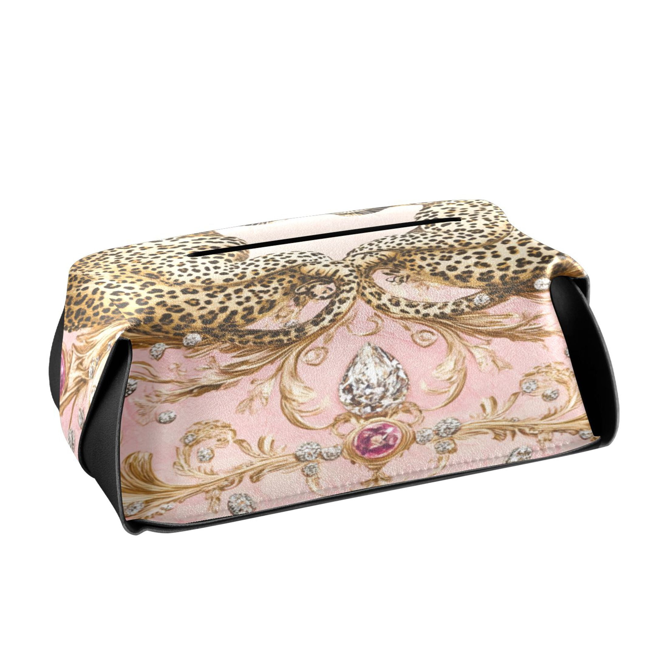 BZSMCE Leatehr Tissue Holders Cute The Leopard's Dance Pattern Tissue ...