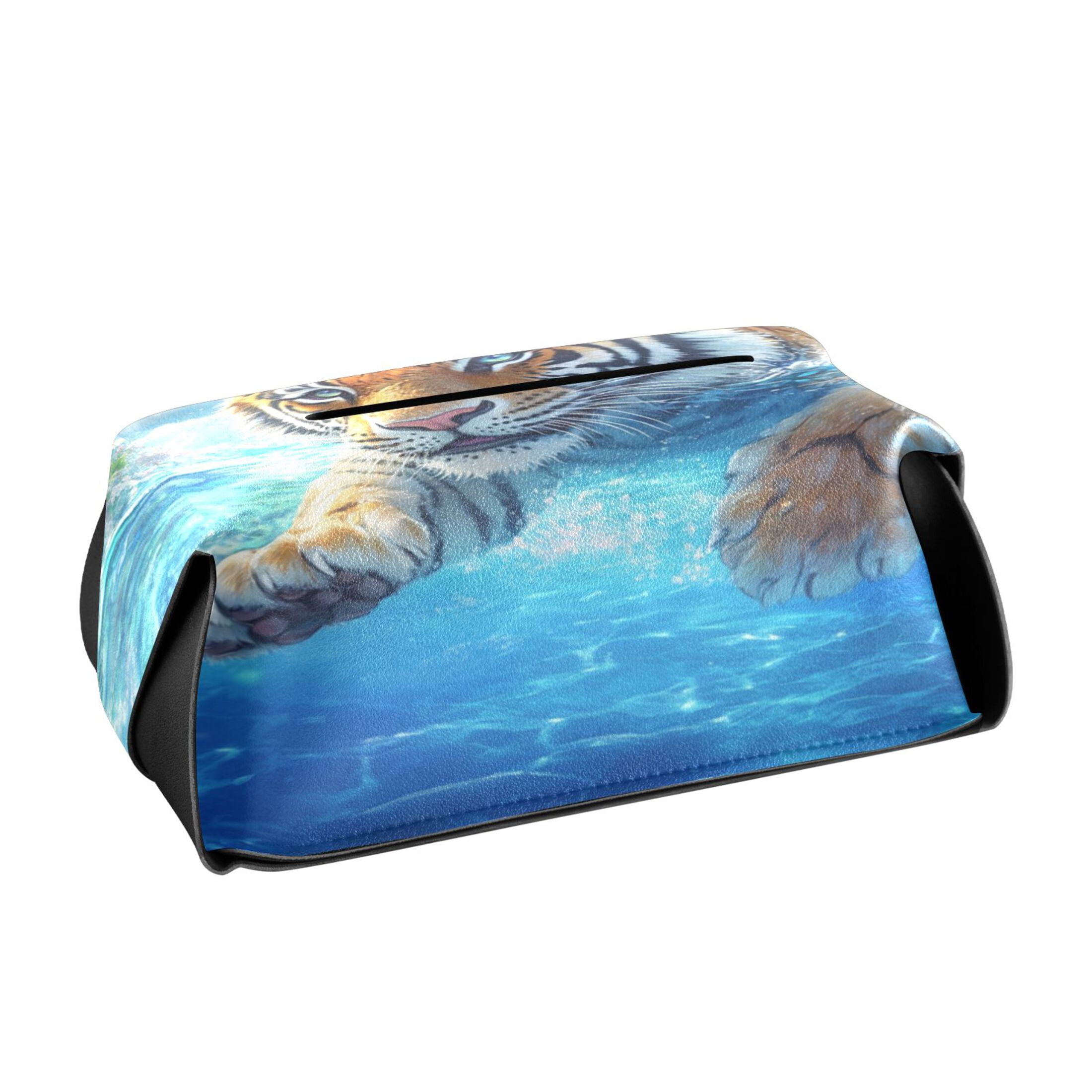 BZSMCE Leatehr Tissue Holders Cute Tigers in Floral Waters Pattern ...