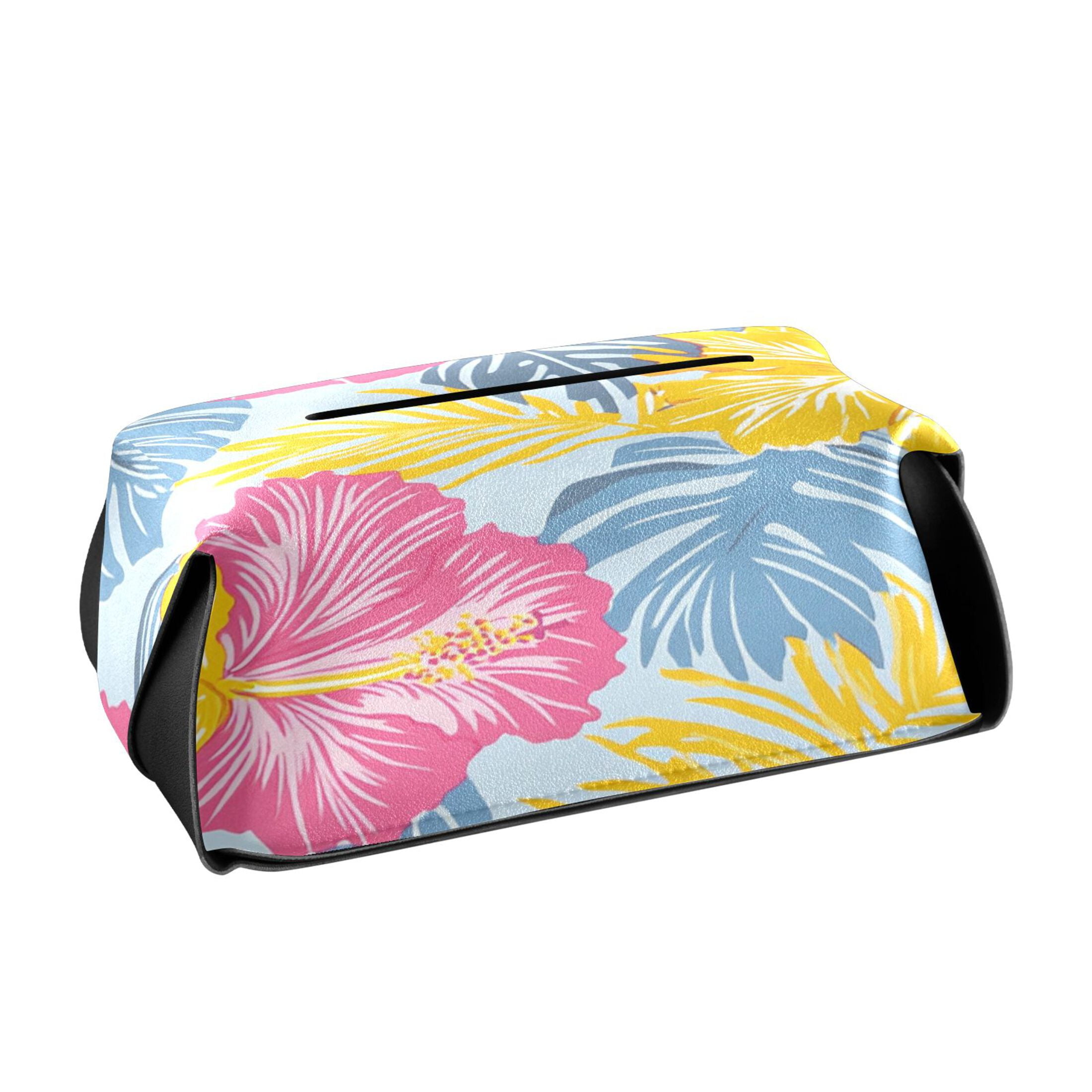 BZSMCE Leatehr Tissue Holders Cute Tropical Bloom Pattern Tissue box ...