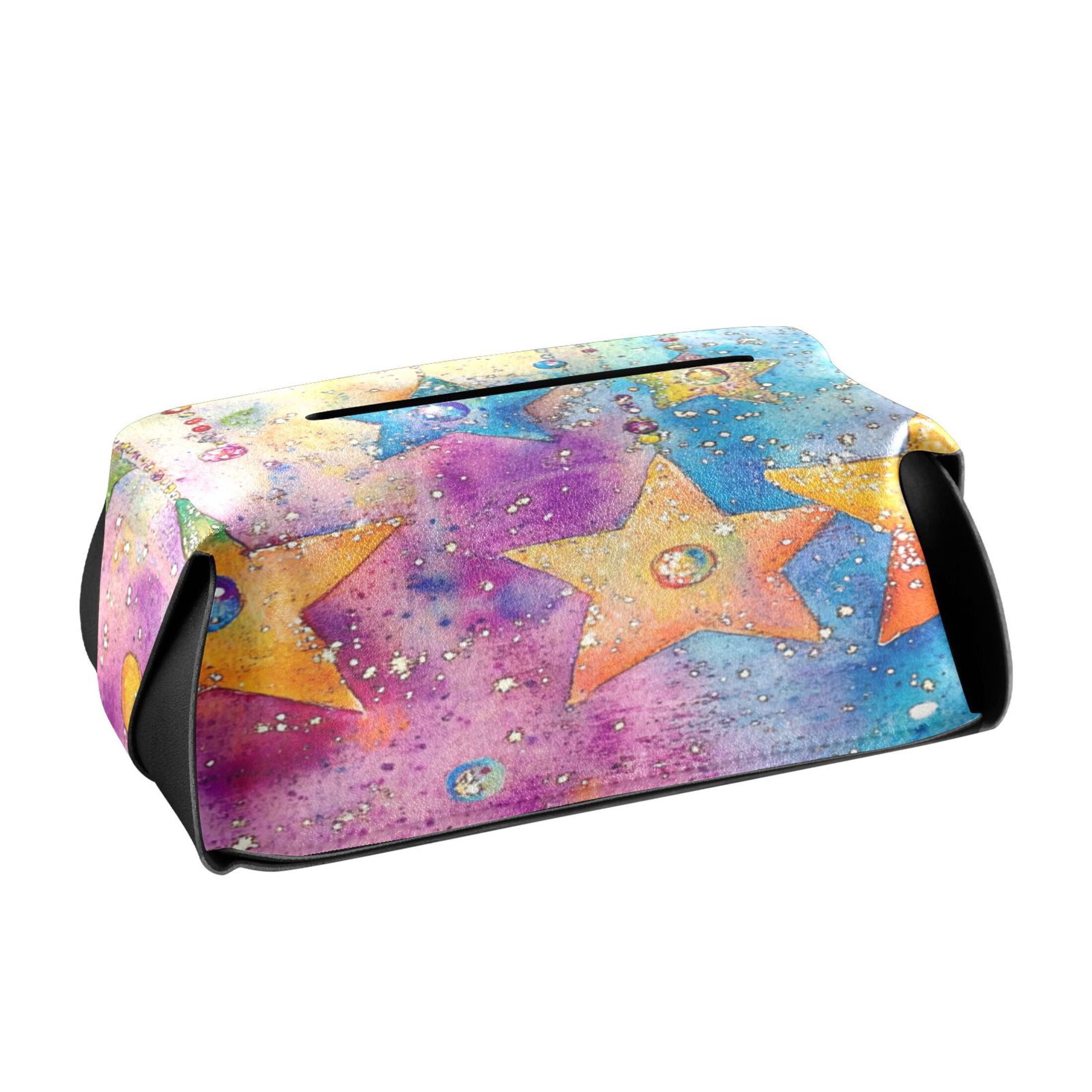 BZSMCE Leatehr Tissue Holders Cute Twinkling Starry Spectrum Pattern ...