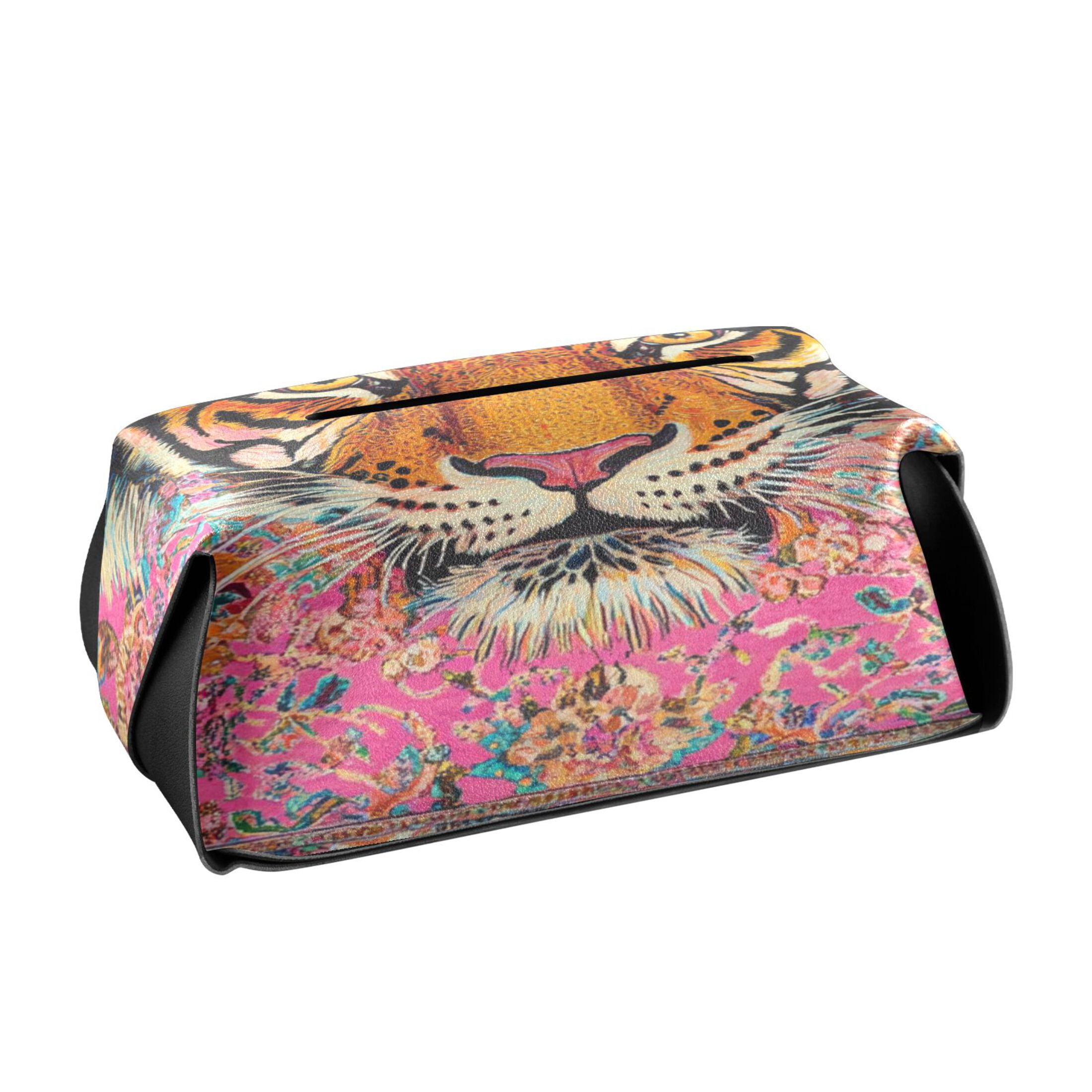 BZSMCE Leatehr Tissue Holders Cute Vibrant Tiger Majesty Pattern Tissue ...