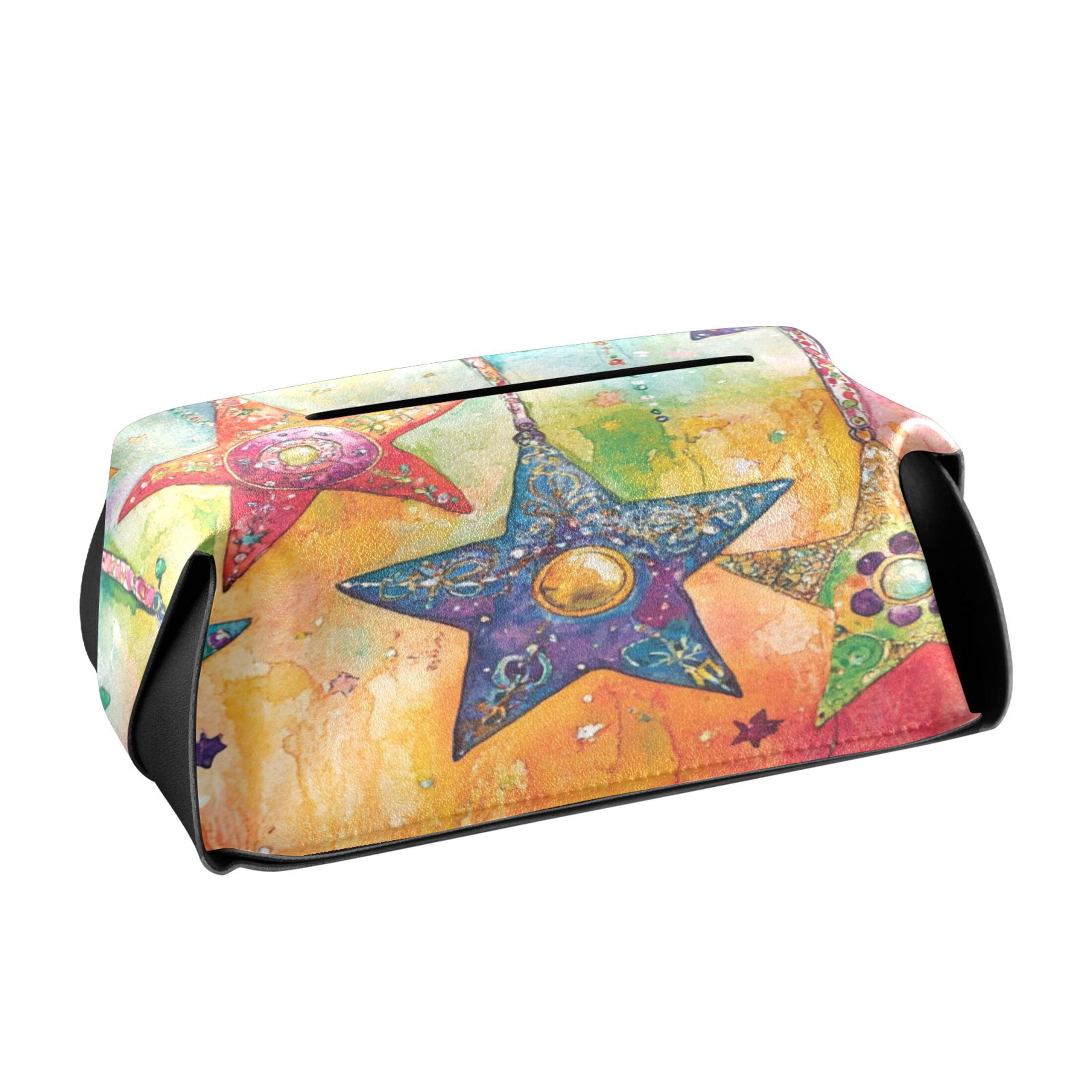 BZSMCE Leatehr Tissue Holders Cute Vivid Starry Celebration Pattern ...