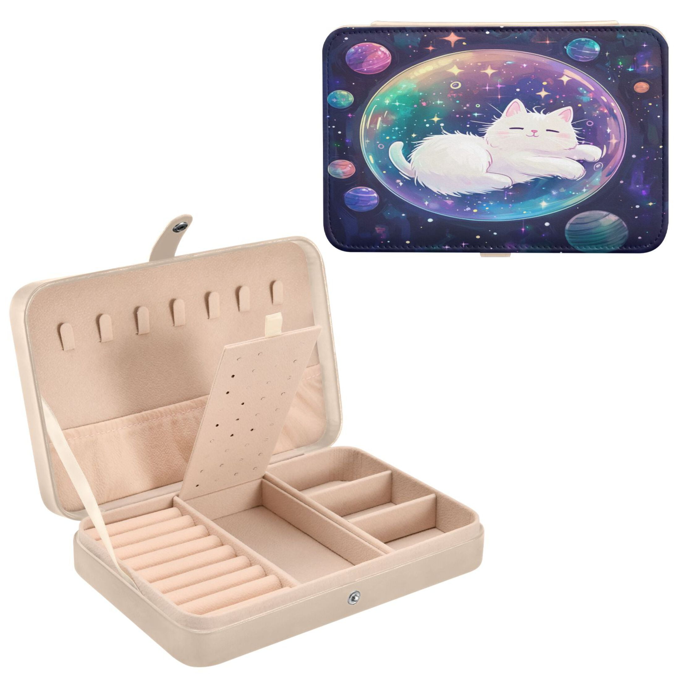 BZSMCE Leather Jewelry Box - Rectangular Starlit Dreams Pattern 8.27x5 ...