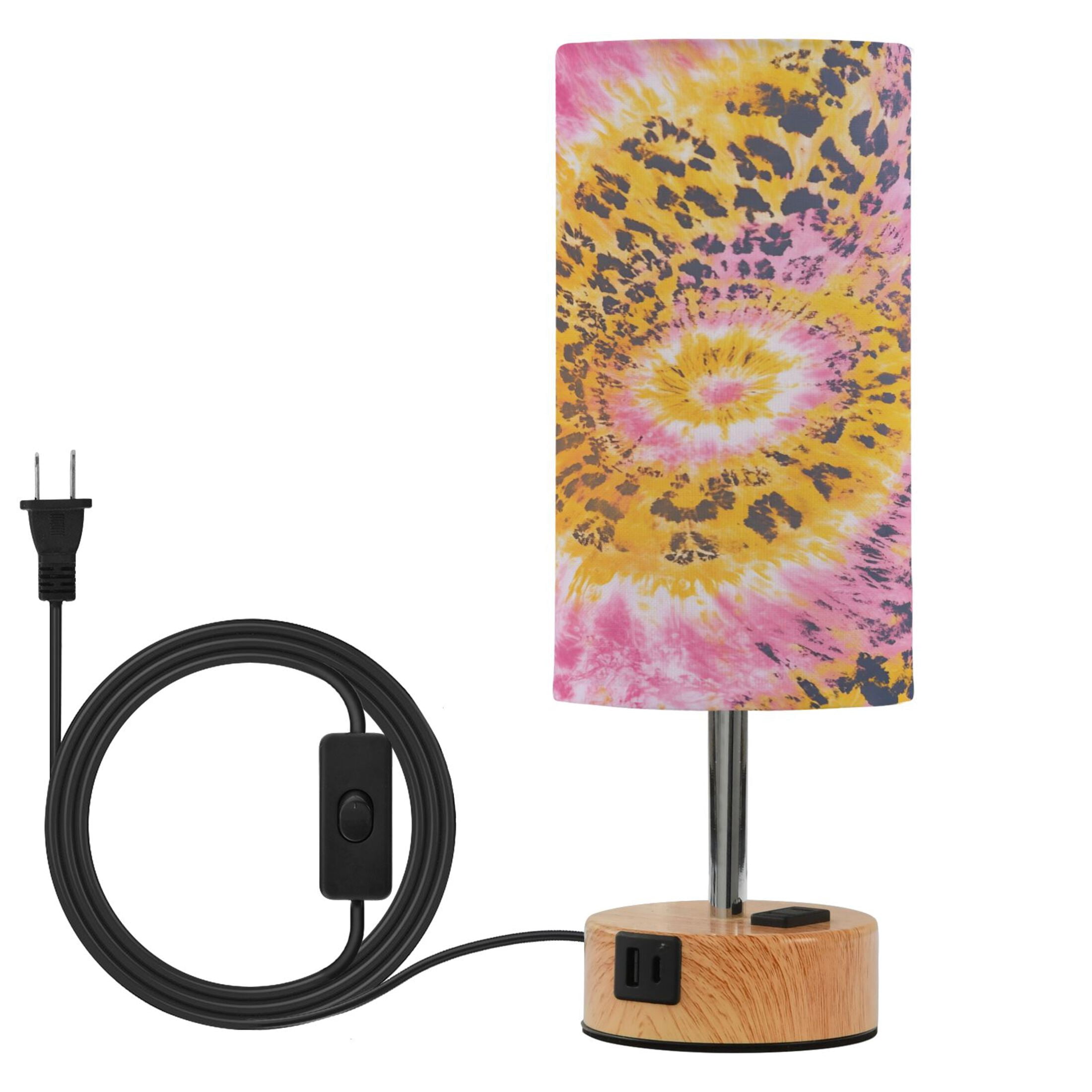 BZSMCE Leopard Pink Tie Dye Printed 3 Color Touch Control Table Lamp ...