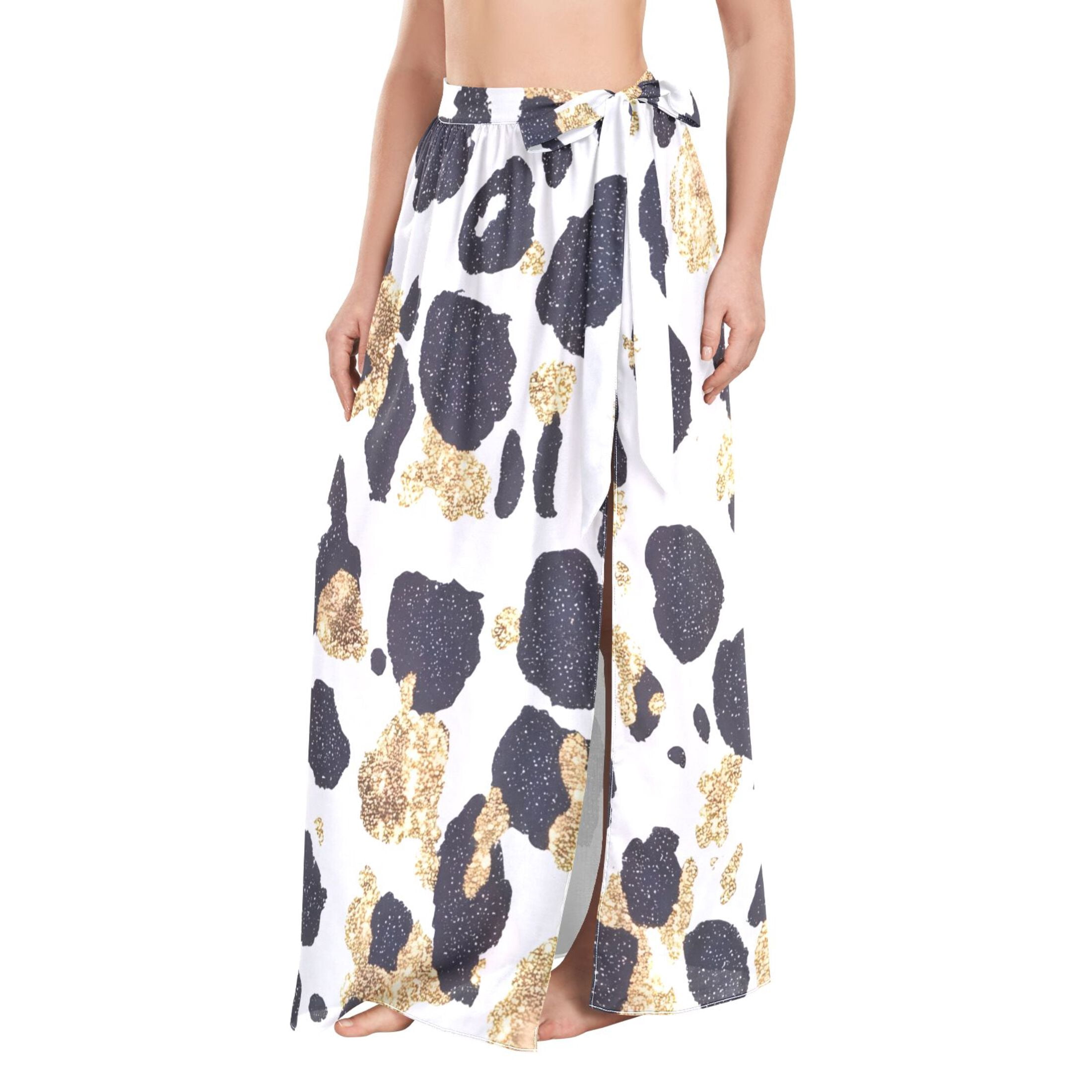 BZSMCE Leopard Print Gold Stamping Pattern Maxi Cover-Up Skirt ...