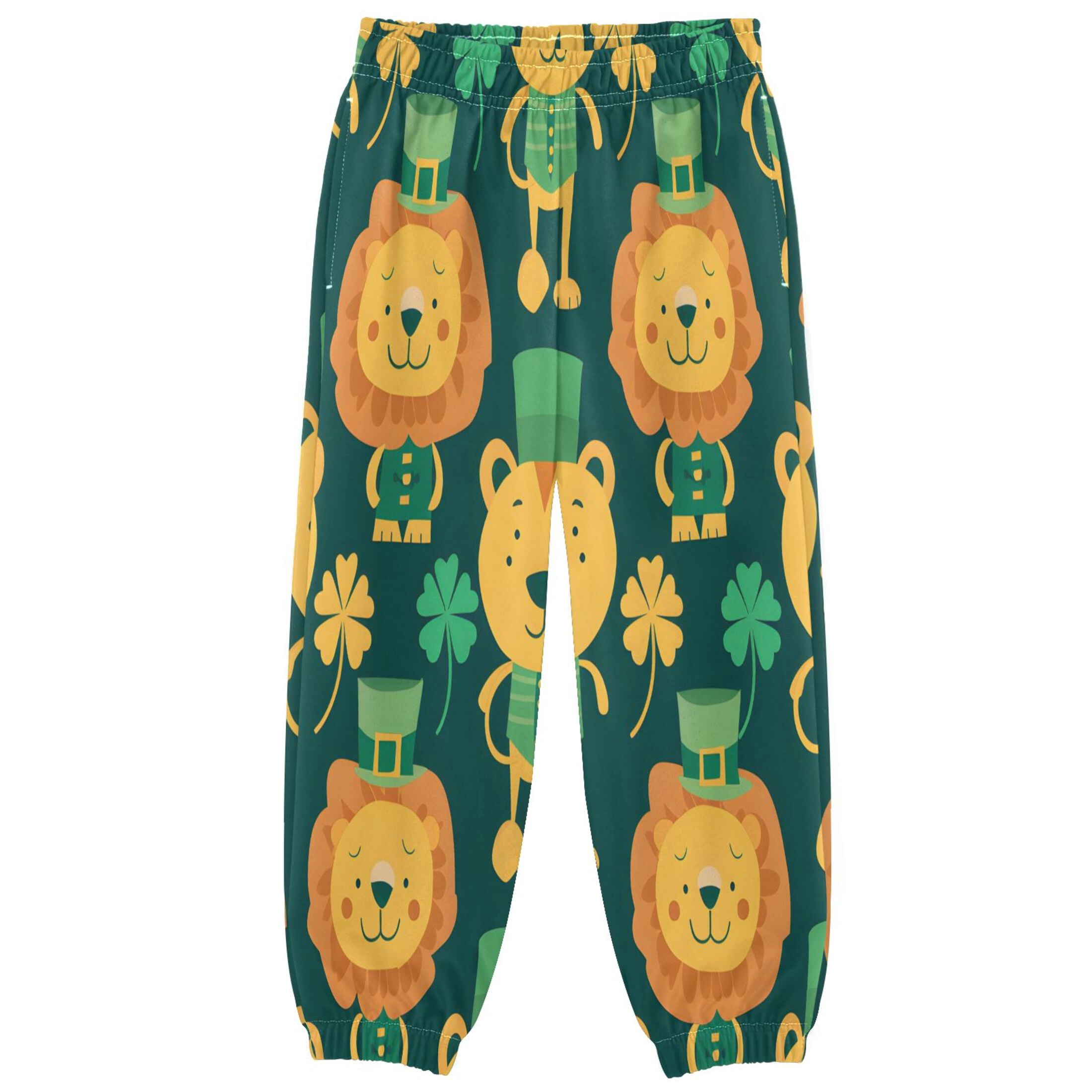 BZSMCE Lions Dressed As Leprechauns and Four Leaf Clovers in A Seamless ...