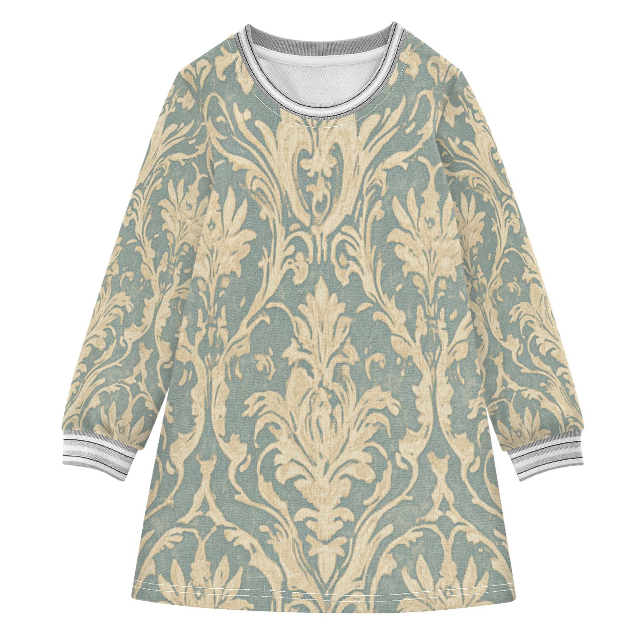 BZSMCE Little Girls Long Sleeved Hoodie A Dresses Classic Floral Motif ...