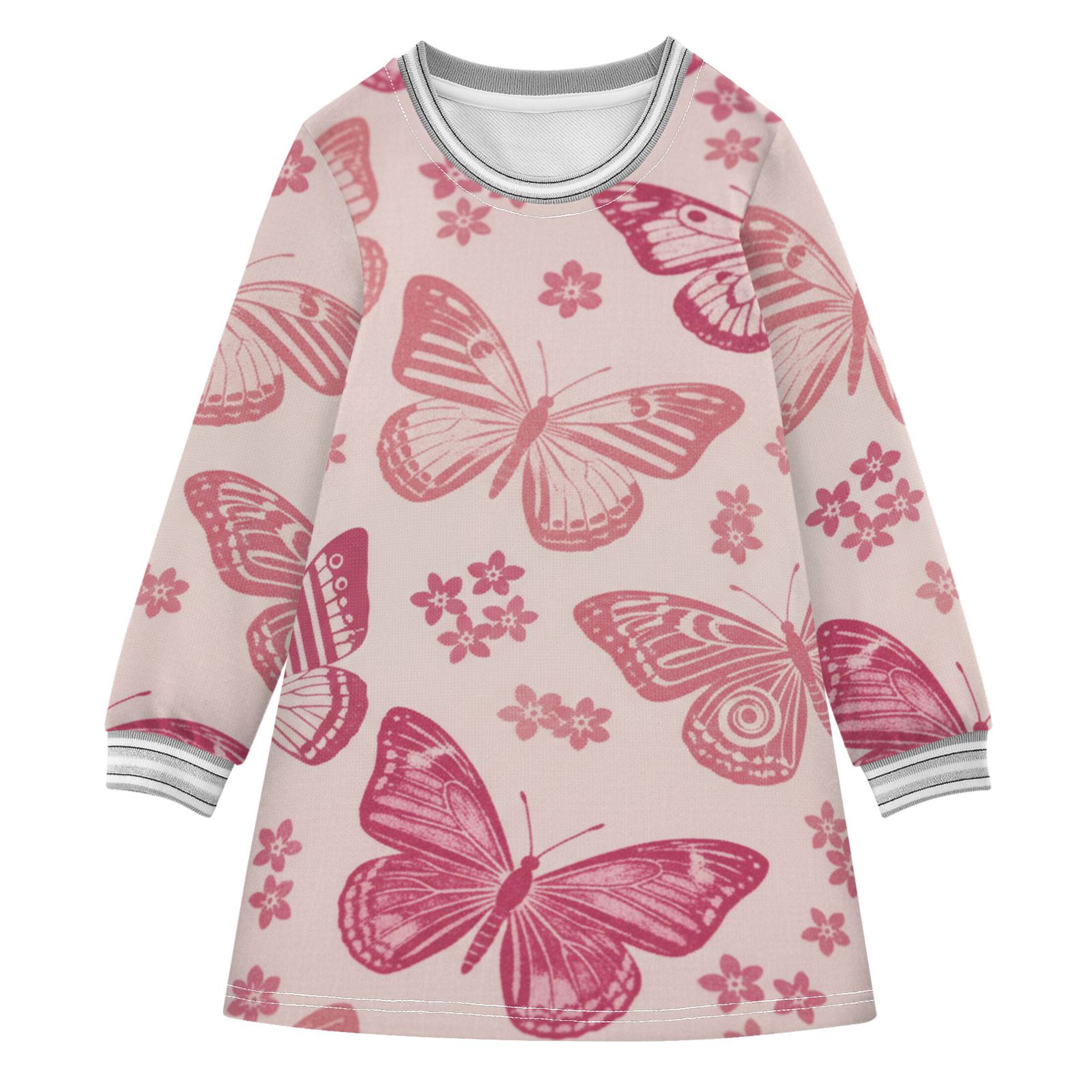 BZSMCE Little Girls Long Sleeved Hoodie A Dresses Pink Star Classical ...