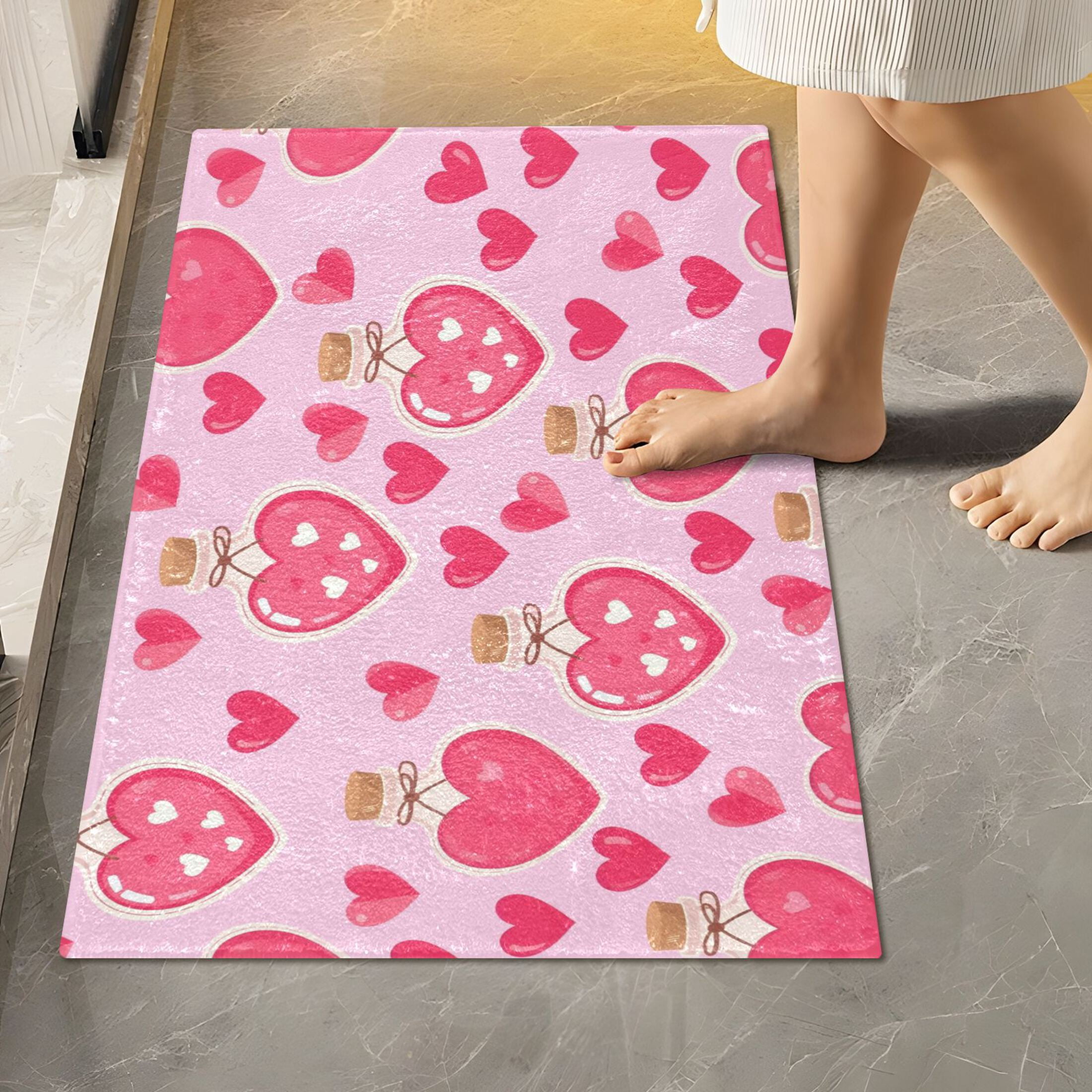 BZSMCE Love Potion Pattern 2-Piece Non-Slip Absorbent Bathroom Rug Set ...