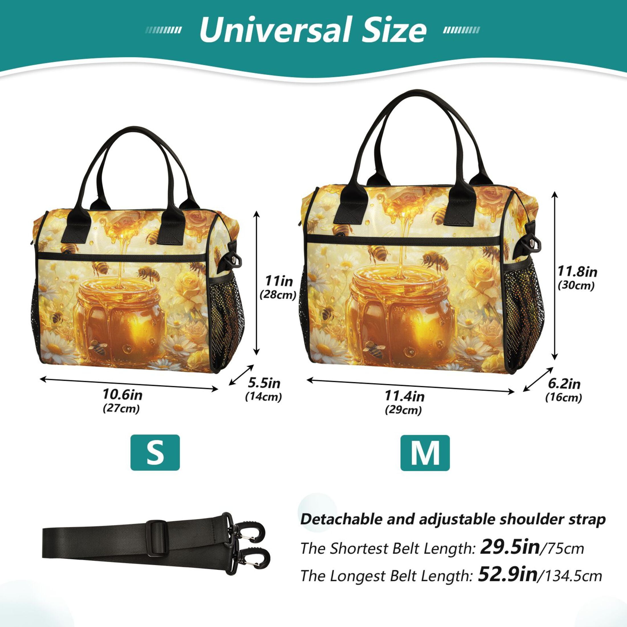 BZSMCE Lunch Bag Creative Cute Bee Take Honey Cooler bag with Shoulder ...