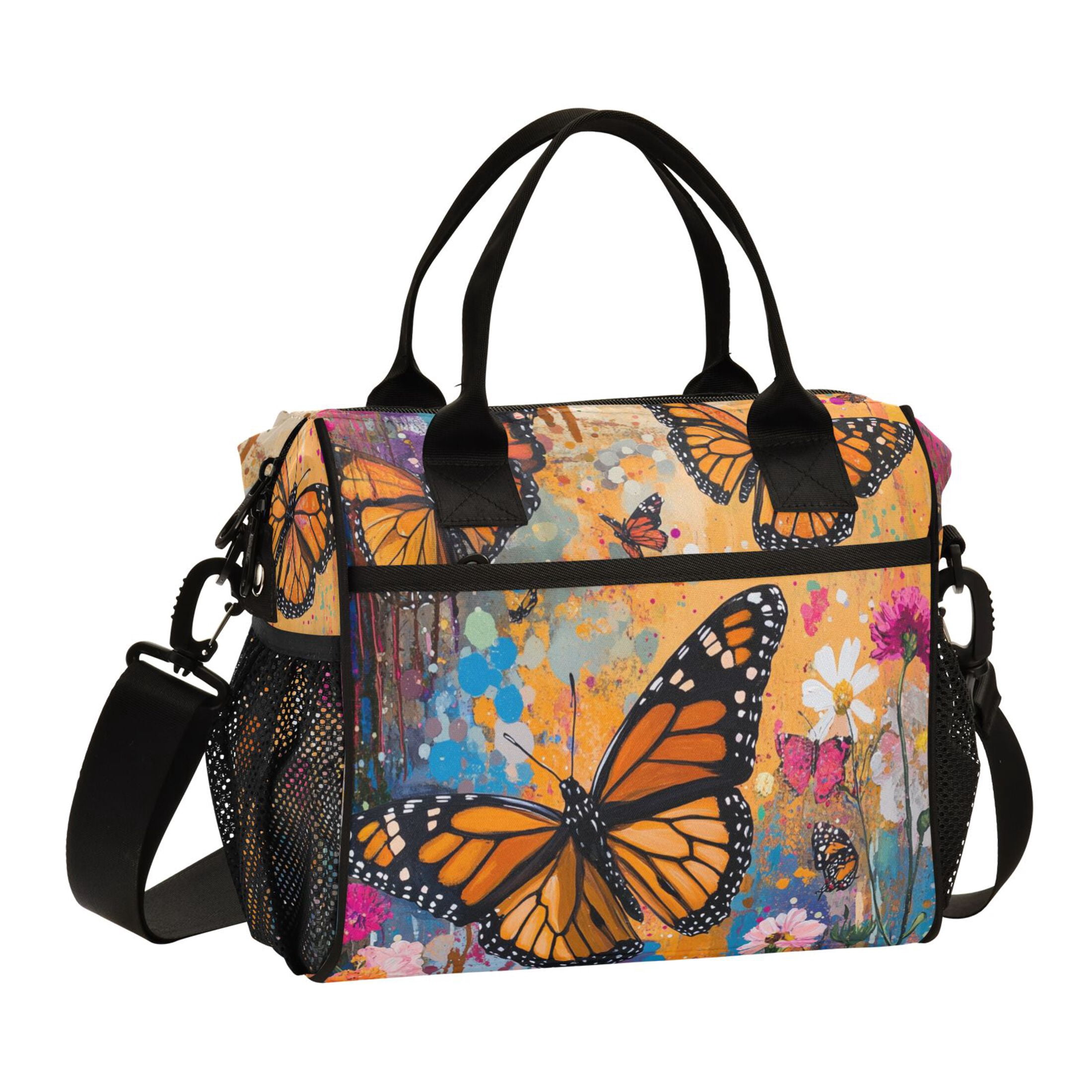 BZSMCE Lunch Bag Creative Monarch Butterflies Cooler bag with Shoulder ...