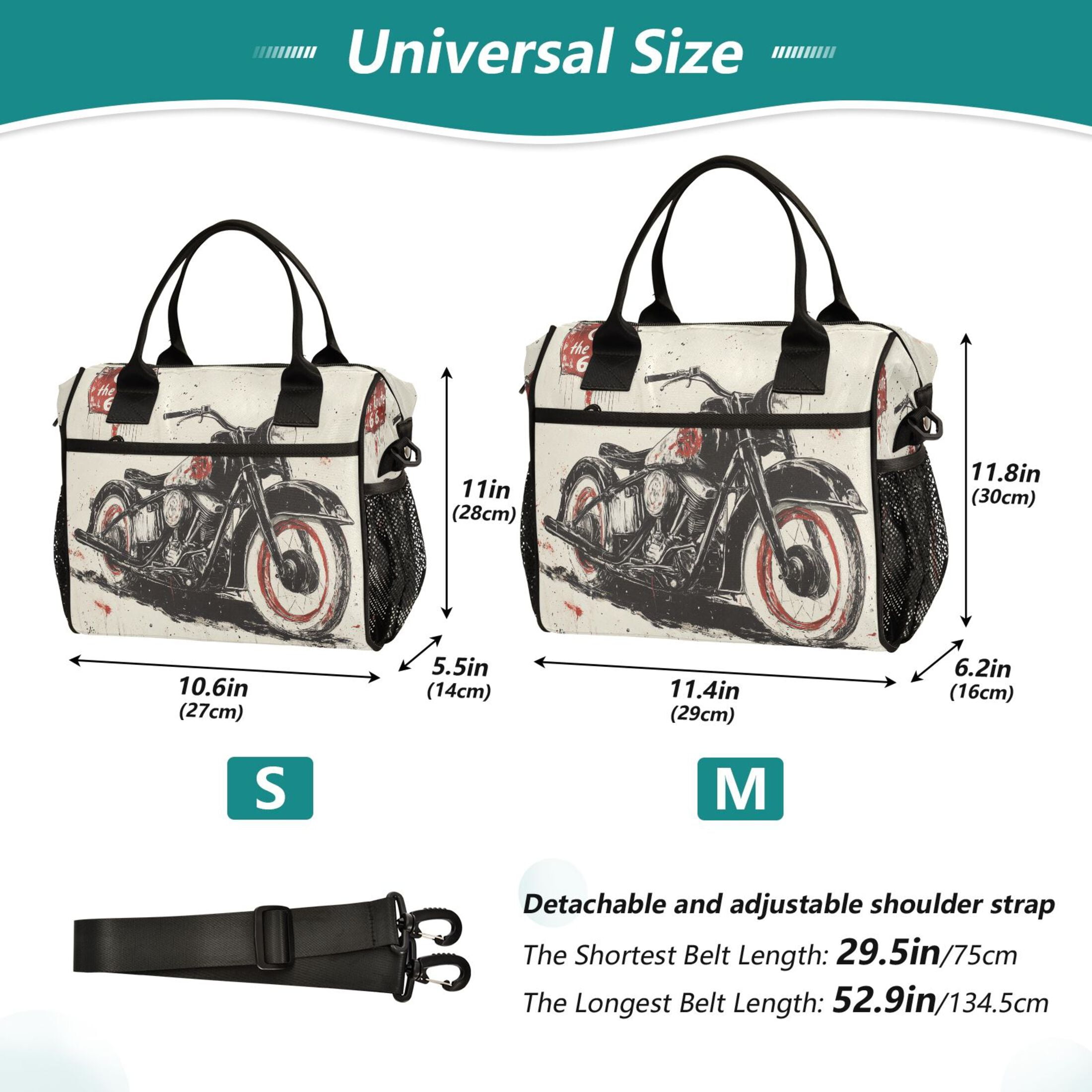 BZSMCE Lunch Bag Creative Route 66 Motorcycle Cooler bag with Shoulder ...